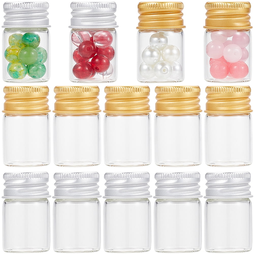 32Pcs Tiny Glass Jars with Aluminum Screw Lid 15ml Mini Glass Vials ...