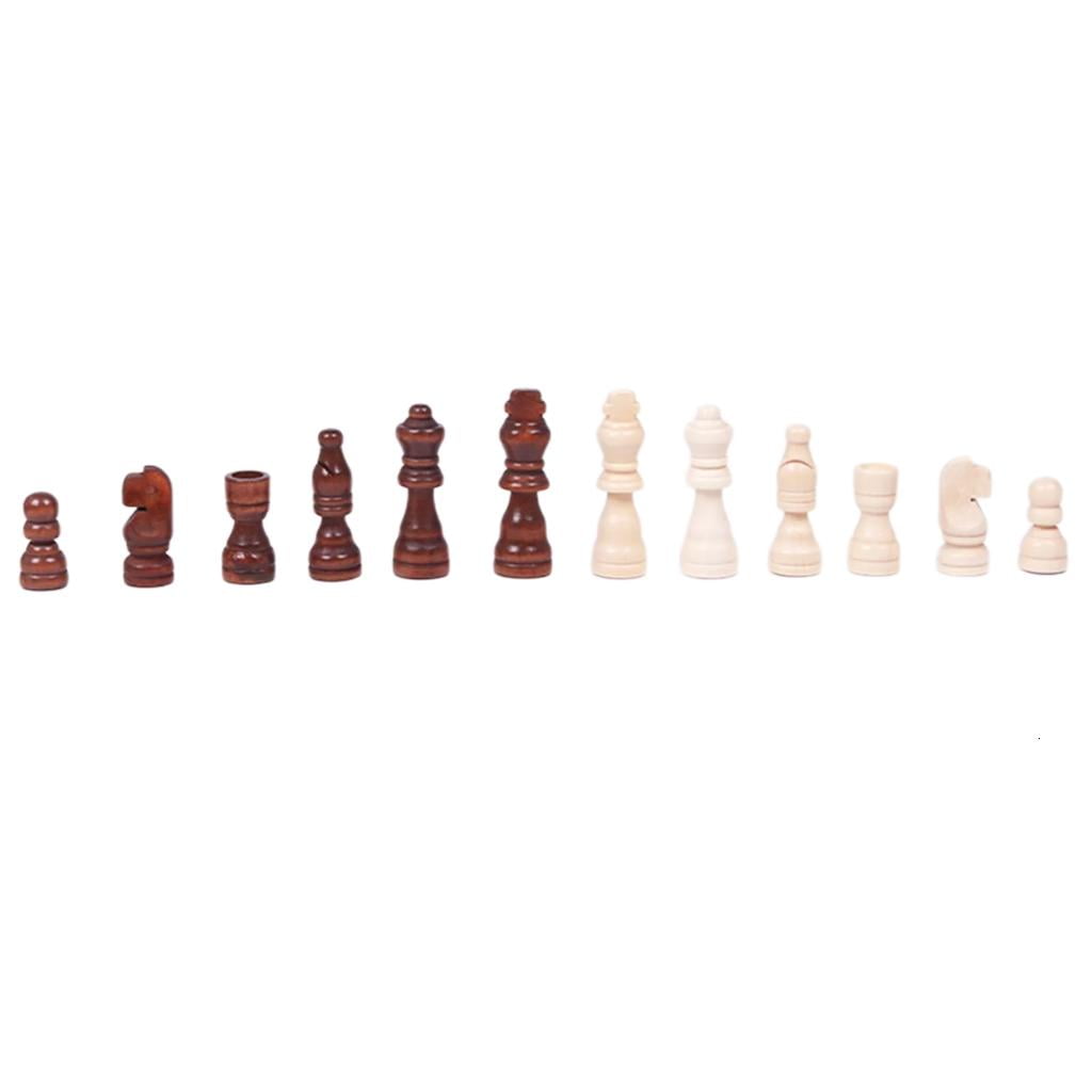 32Pcs Wood Chess Pieces Portable Tournament Chessmen for Chess Board ...
