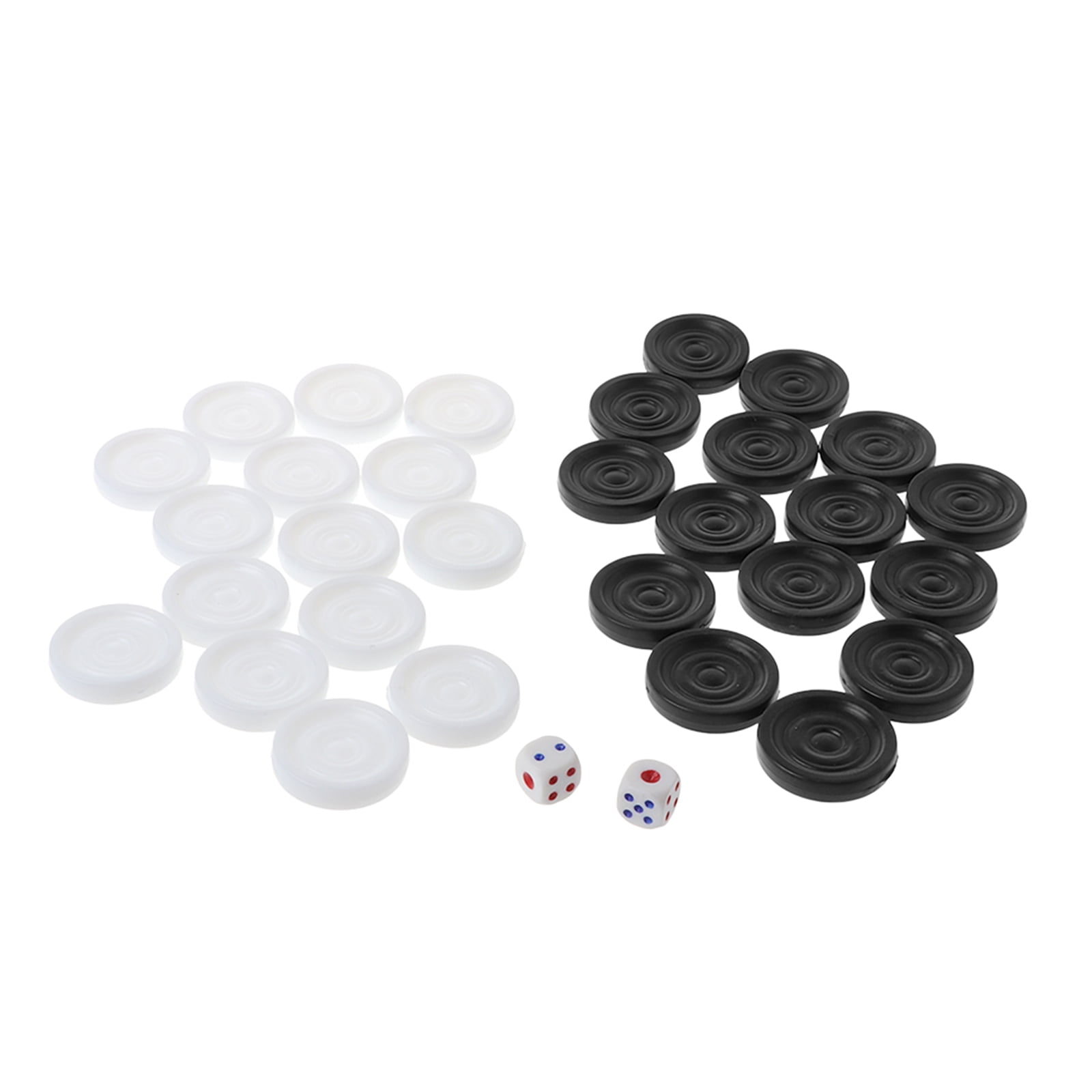 32Pcs/pack Backgammon Pieces, 33mm Plastic Black White Backgammon ...