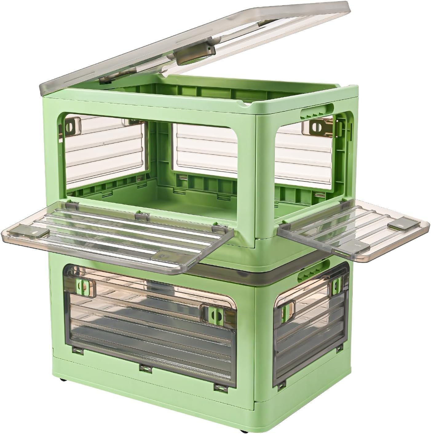 32Qt Plastic Storage Bins with Lid, Collapsible Storage Bins with ...