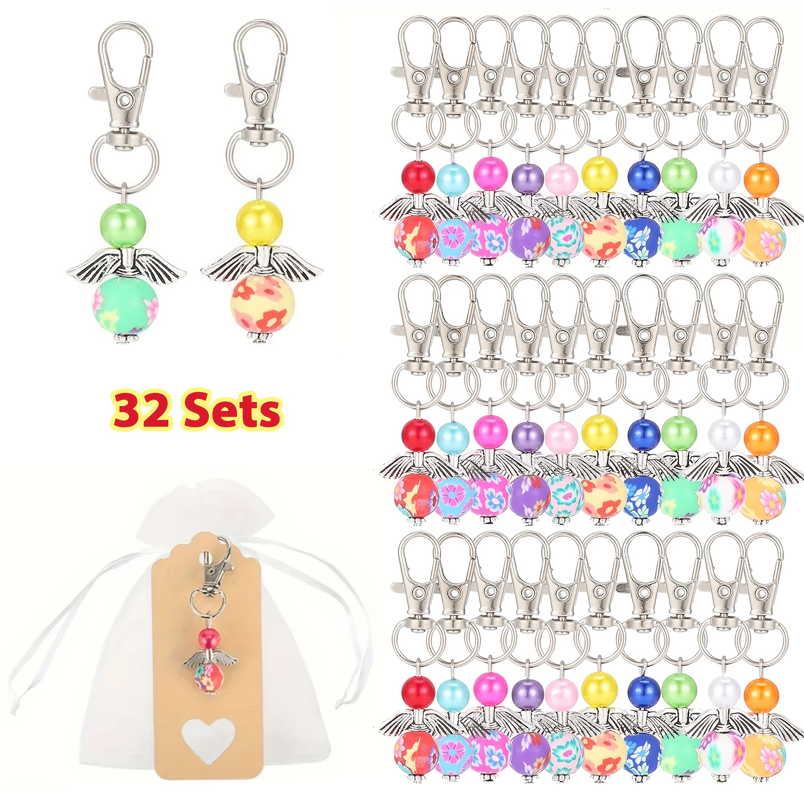 32Sets Guardian Angel Keychain Charms, Includes Greeting Cards and ...