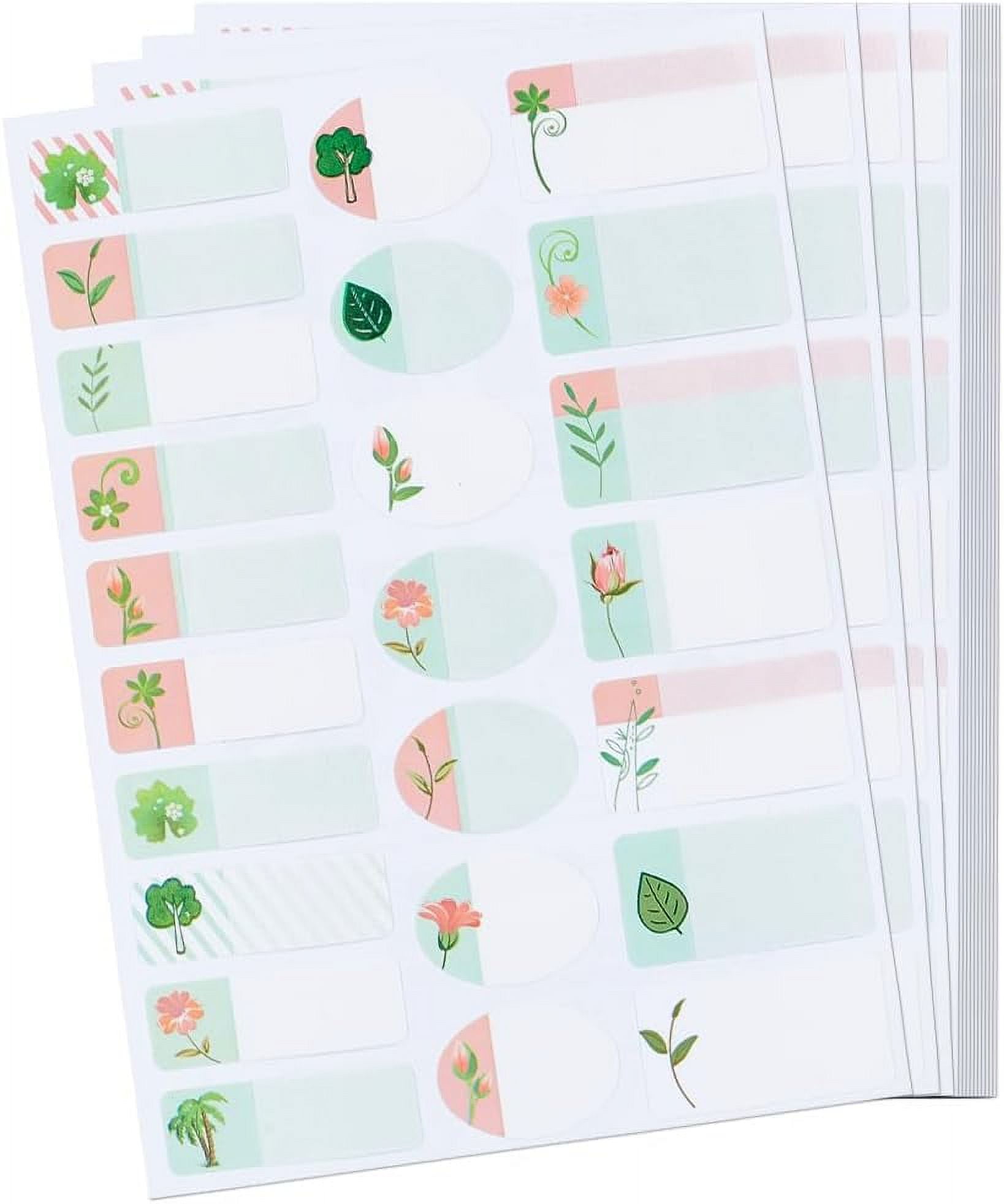 32Sheet 768pcs Bottle Labels Daycare Labels Leaf Flower Waterproof Name ...