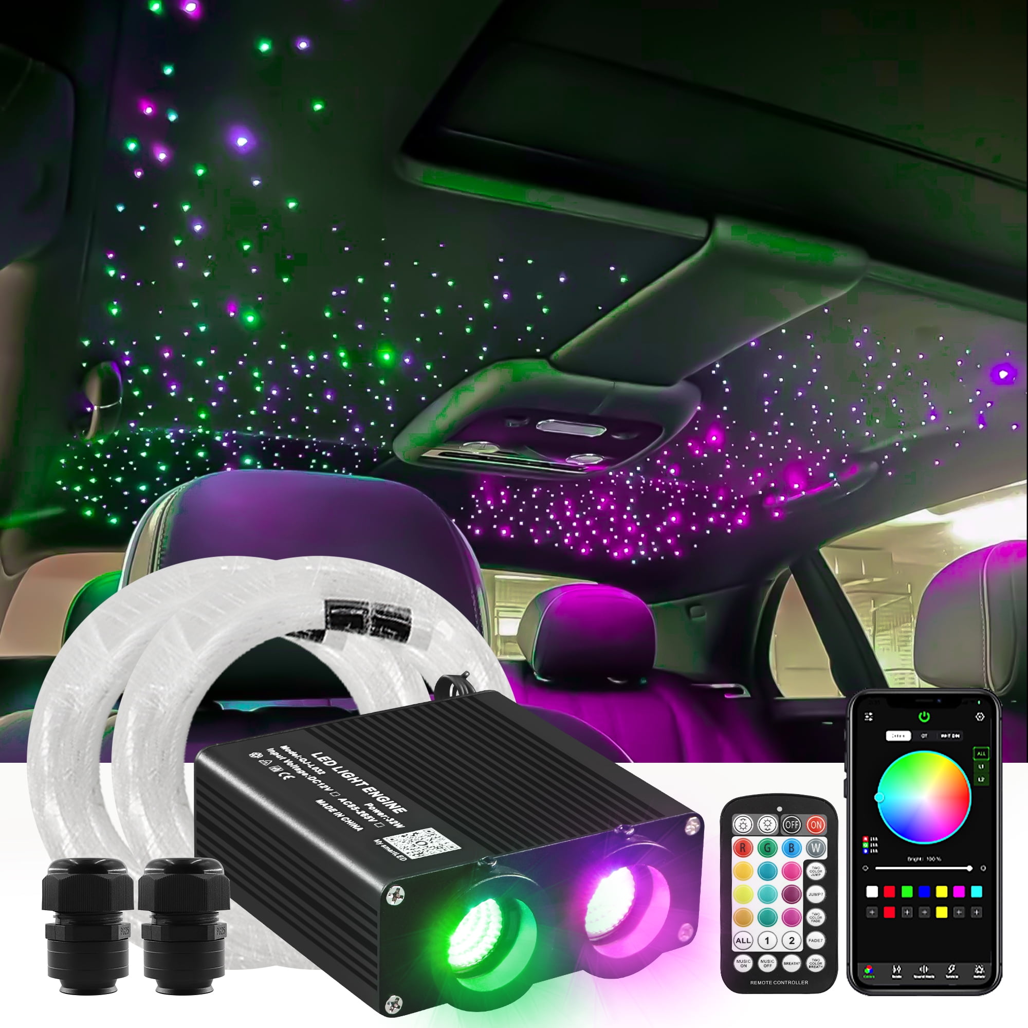 BESTUND 32W New Upgraded Dual Color Starlight Headliner Kit 600pcs*0 ...