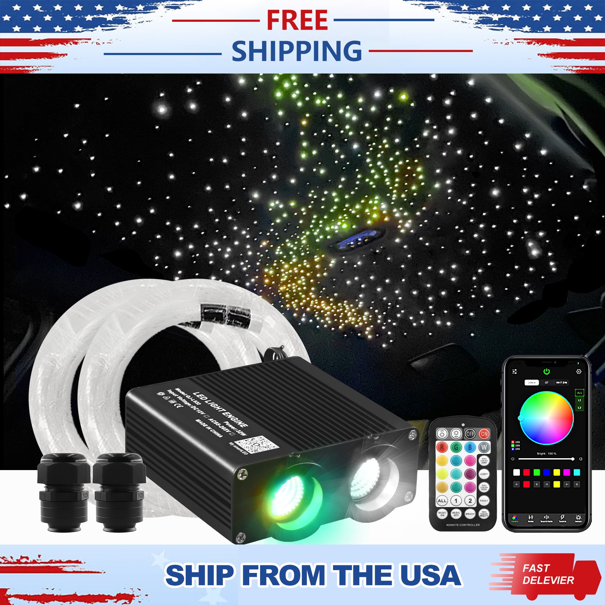 BESTUND 32W New Upgraded Dual Color Starlight Headliner Kit 750pcs*(0. ...