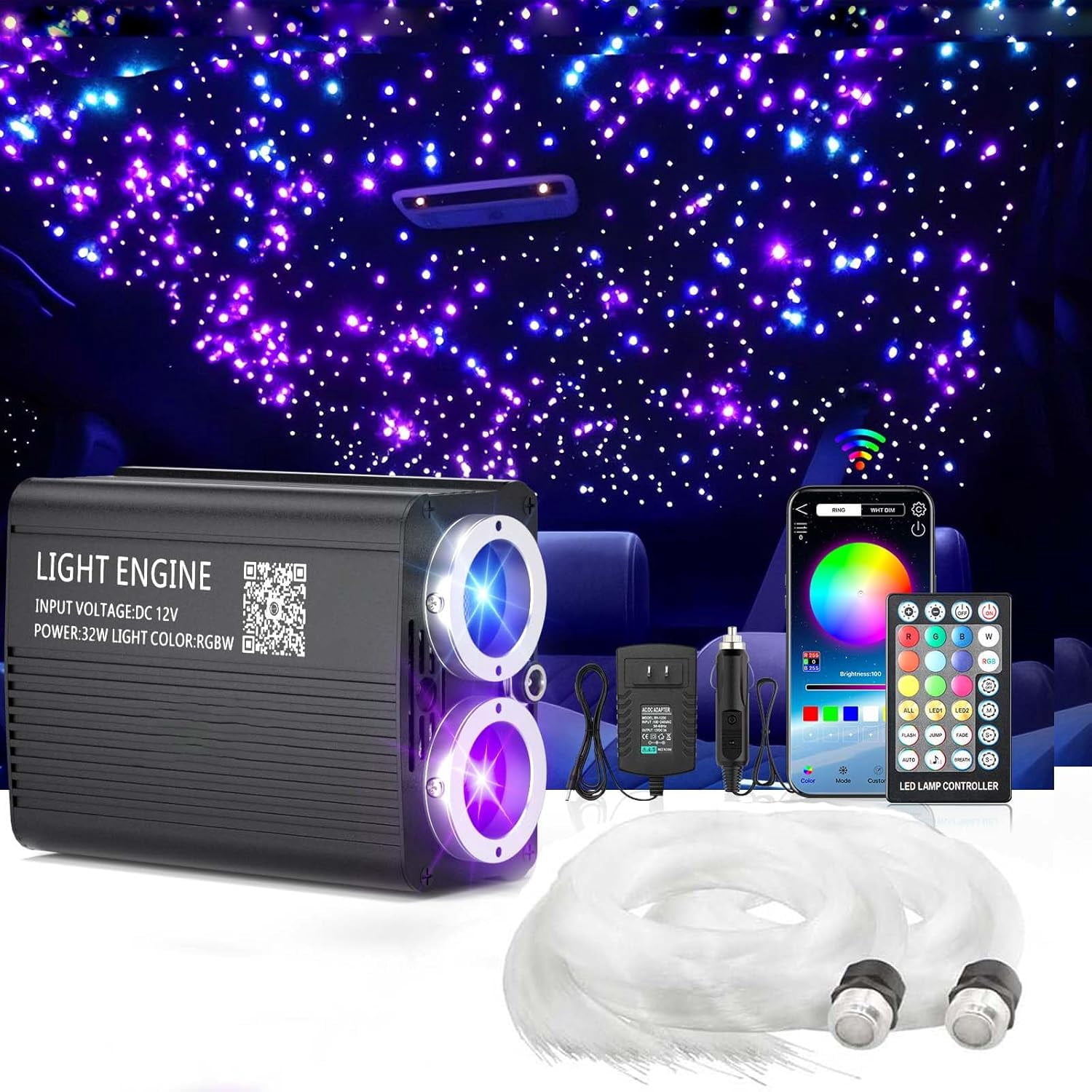 32W Twinkle Starlight Headliner Light,1100pcs 13.1ft Dual Port Dual ...
