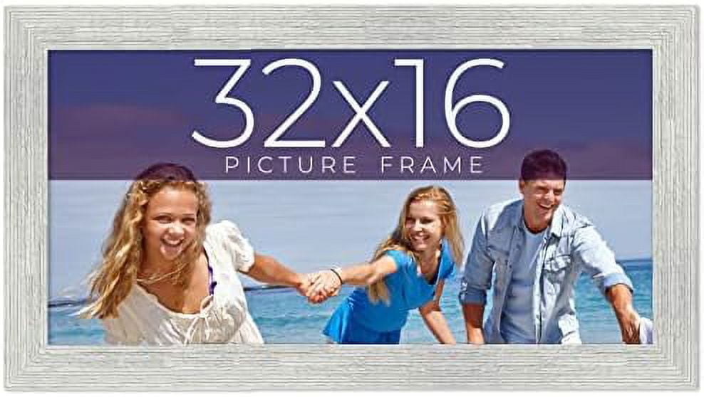 32X16 Frame Barnwood White Solid Wood Picture Frame Width 1.5 Inches ...