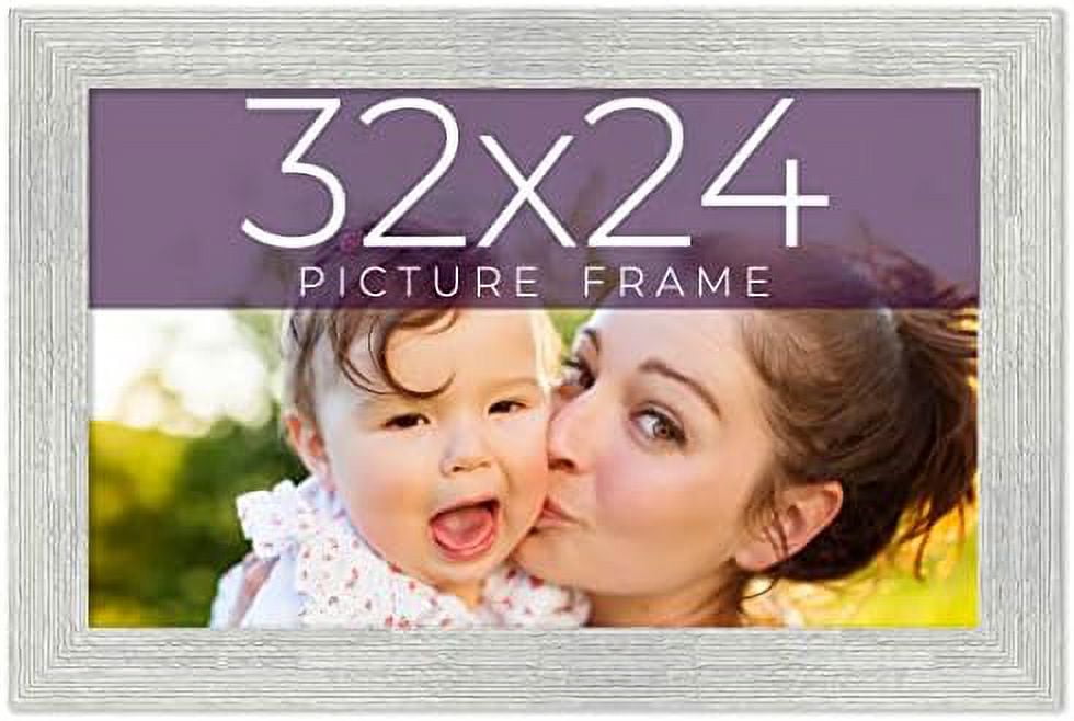 32X24 Frame Barnwood White Solid Wood Picture Frame Width 1.5 Inches ...