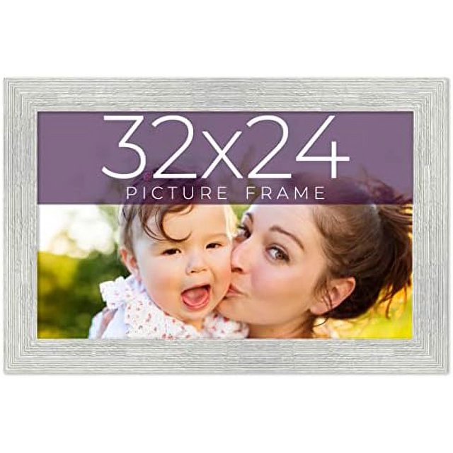 32X24 Frame Barnwood White Solid Wood Picture Frame Width 1.5 Inches ...
