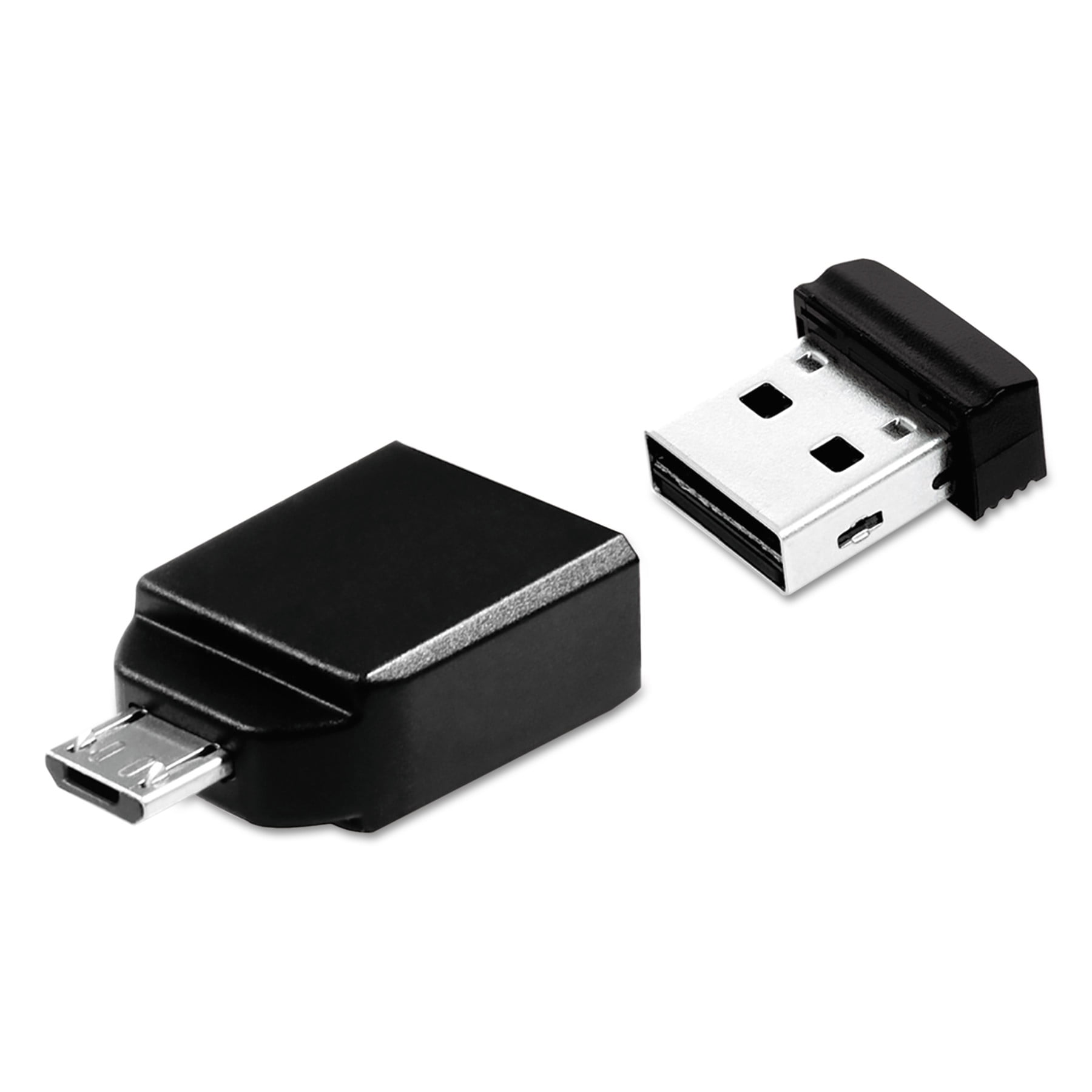 Verbatim 32GB Nano USB Flash Drive with USB OTG Micro Adapter, Black ...