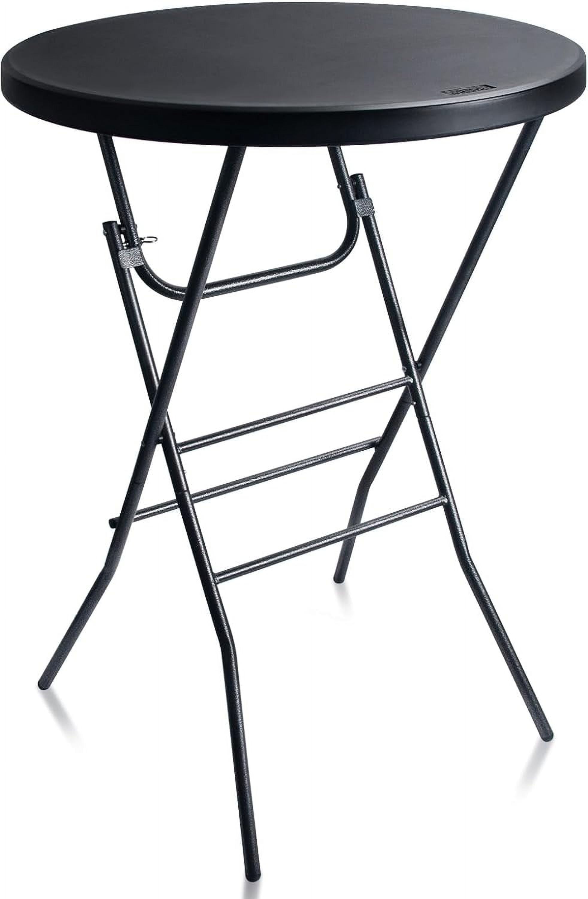 32in Cocktail Table Black High Top Folding Table, Portable Bar Height ...