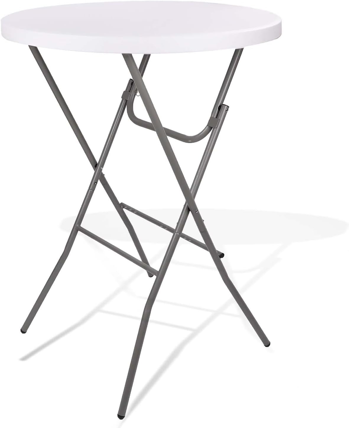 32in Cocktail Table, Portable High Top Table Granite White, Round Bar ...