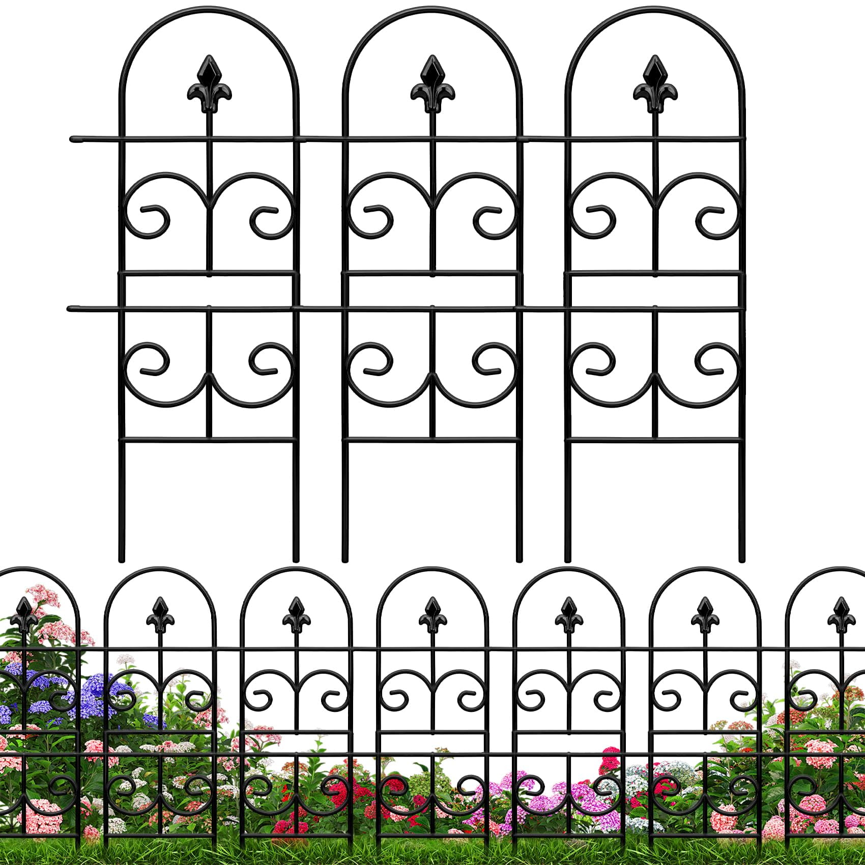 32in(H) x 10ft (L) SSF20 Tall Decorative Metal Garden Fence Panels ...
