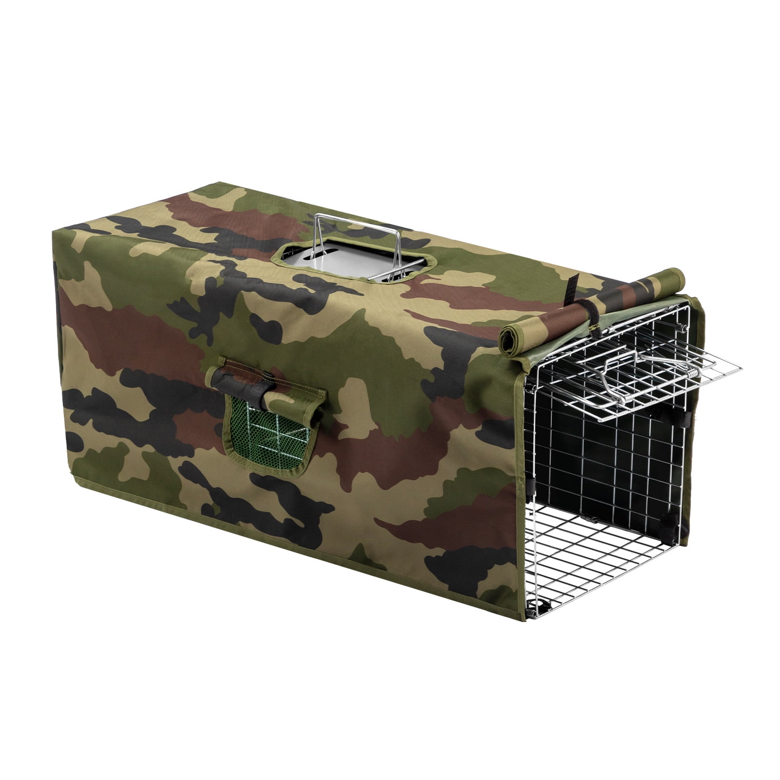 32in Live Animal Trap Cage with Cover, Humane Animal Rescue Outdoor ...