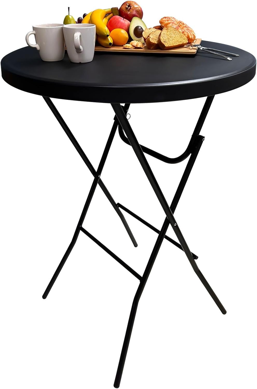 32in Round Folding Cocktail Table and Chairs Set, Portable High Top ...