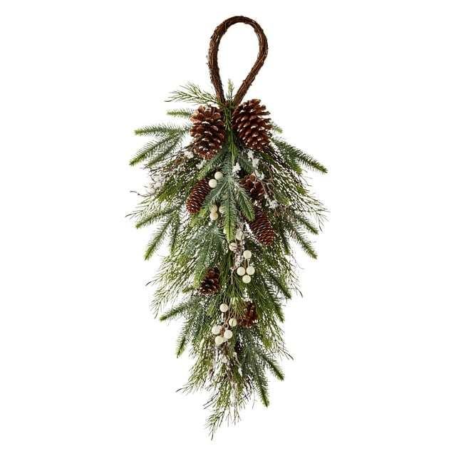 32inch Christmas Teardrop Swags Artificial Cedar Greenery Teardrop ...