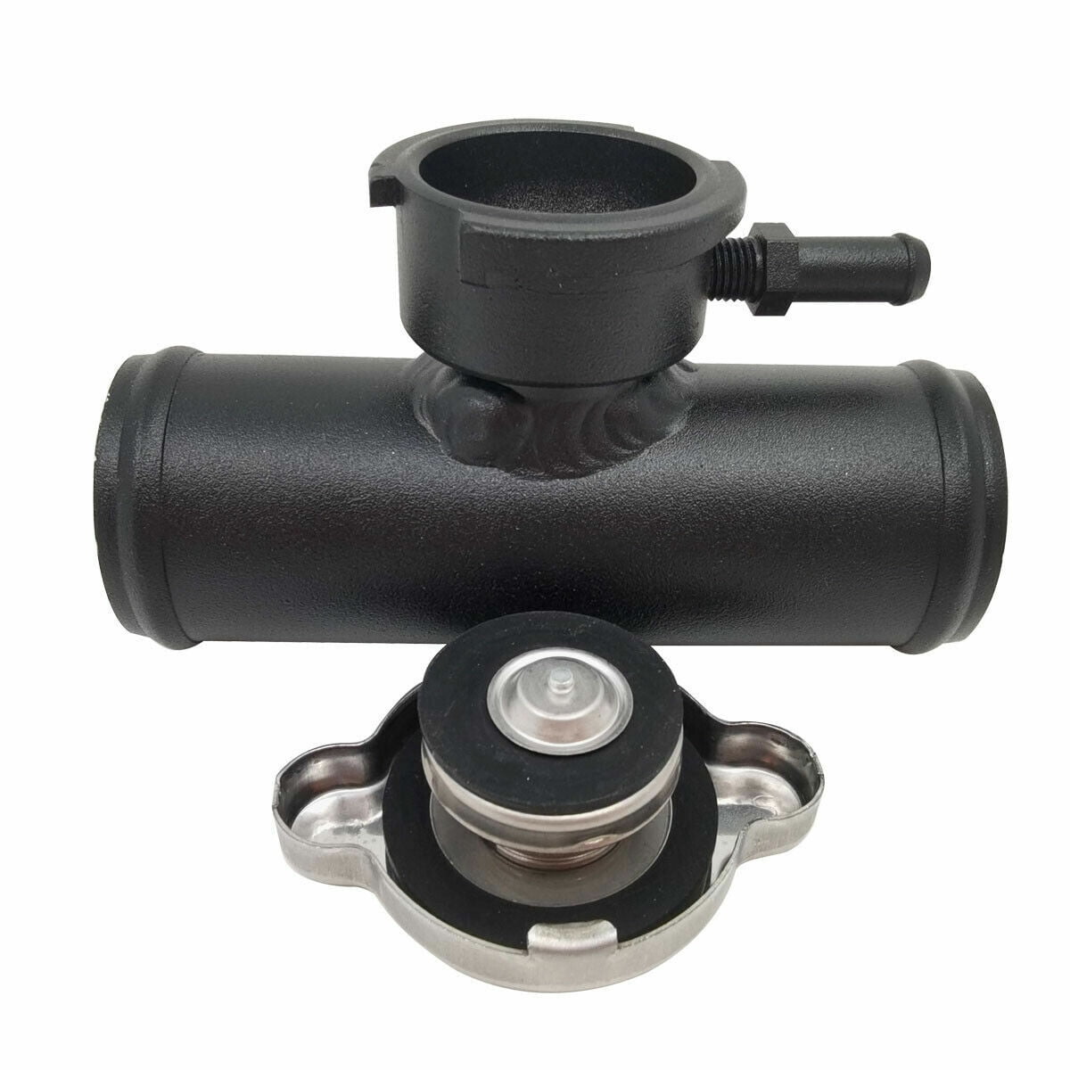 32mm 1-1/4" Inline Filler Neck Hose Aluminum Water Pipe With Cap Black ...