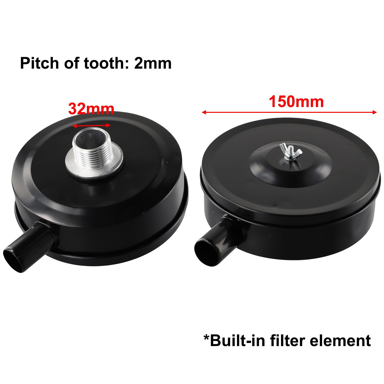 32mm Air Compressor Intake Filter Muffler Noise Reduction Metal Shell ...