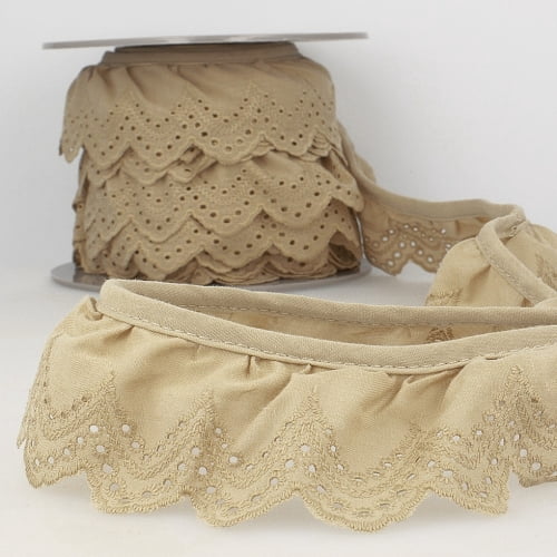 32mm Stephanoise Eyelet Gathered Lace Trim Linen White - Walmart.com