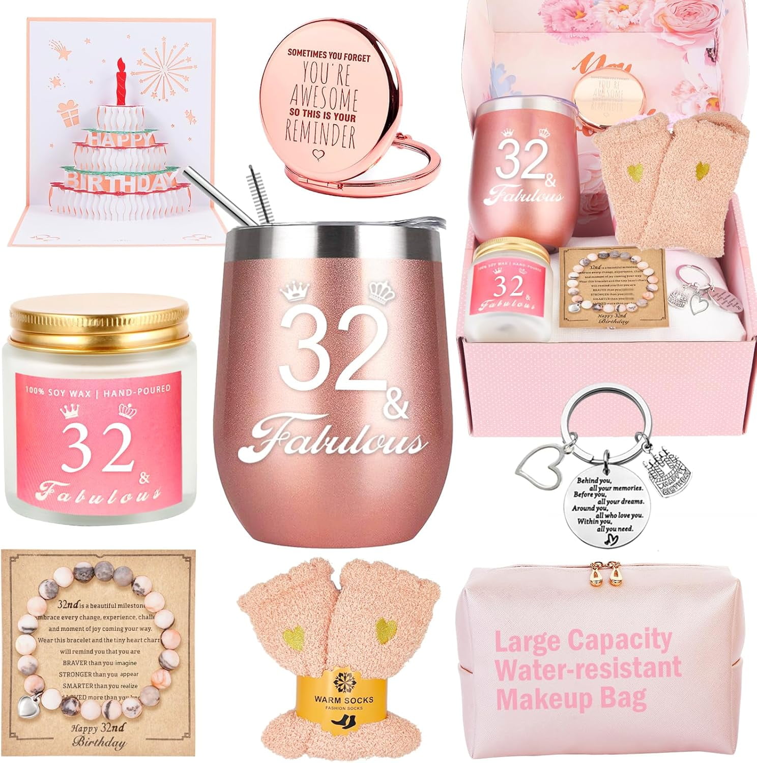 32nd Birthday Gifts for Women Her, Happy 32nd 32 Year Old Birthday ...
