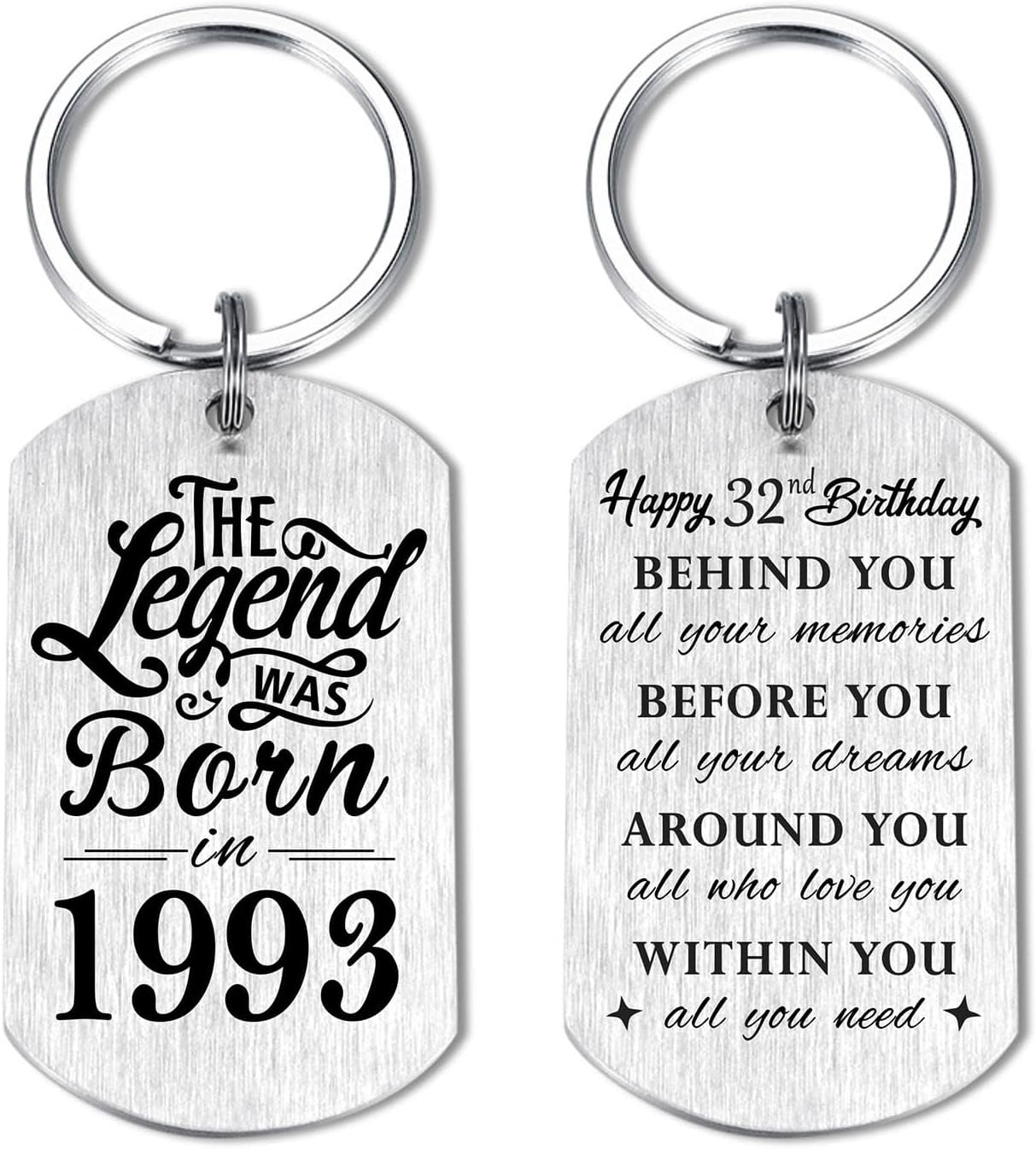 32nd Birthday Gifts for Him Men 1993, Happy 32nd Birthday Keychain, 32 ...