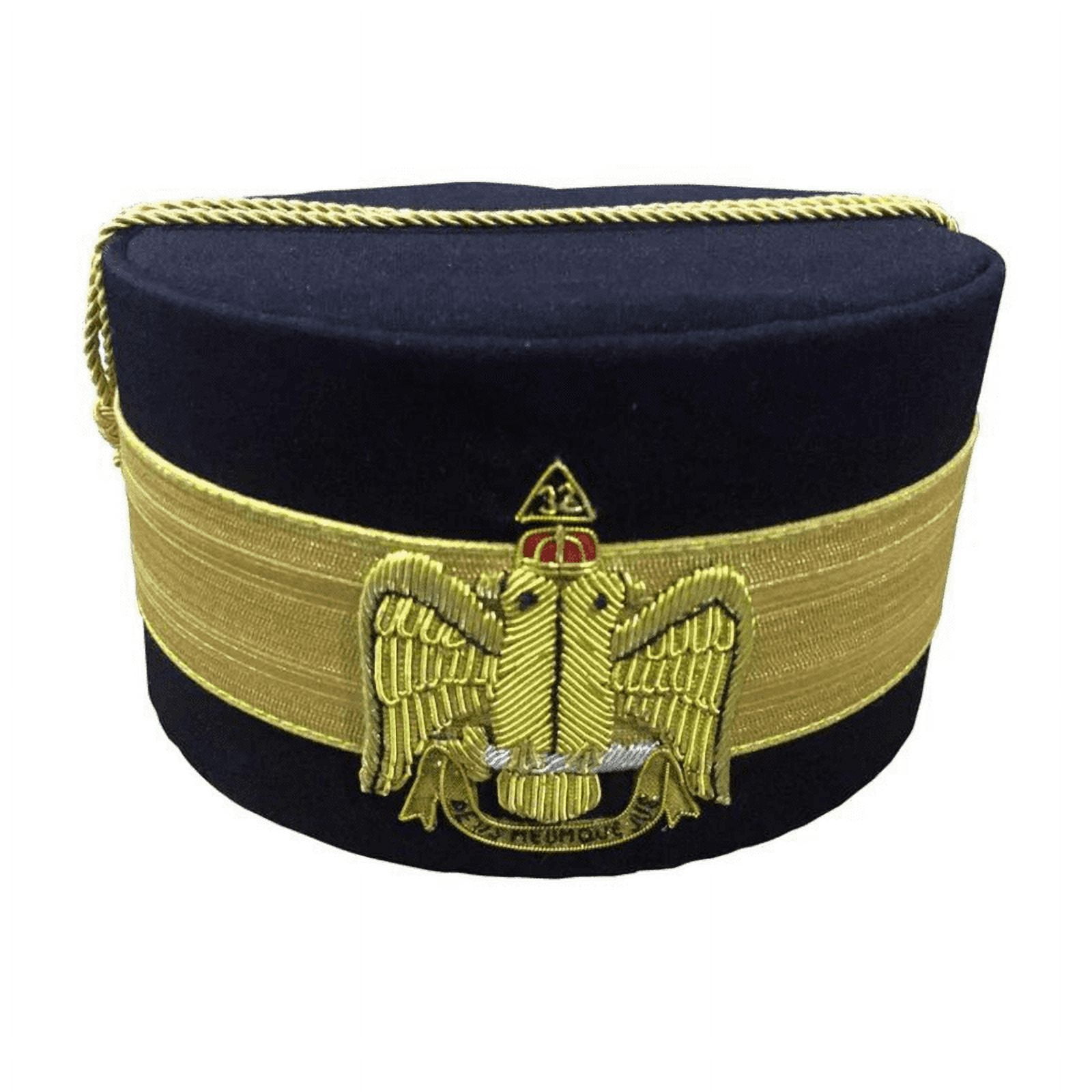 32nd Degree Scottish Rite Crown Cap - Wings Down Black Hand Embroidered ...
