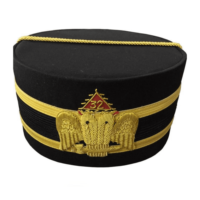 32nd Degree Scottish Rite Crown Cap - Wings Down Black with Gold ...