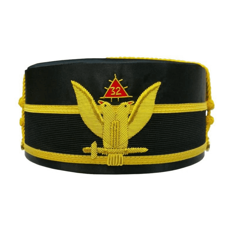 32nd Degree Scottish Rite Crown Cap - Wings Up Black with Gold Braid ...