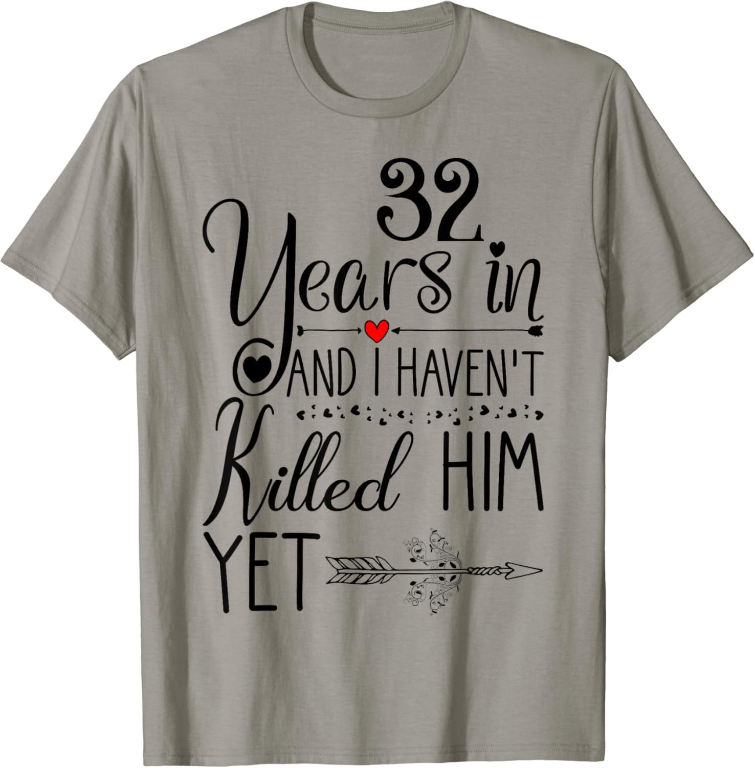 32nd Wedding Anniversary Gift for Her 32 Years of Marriage T-Shirt100 ...