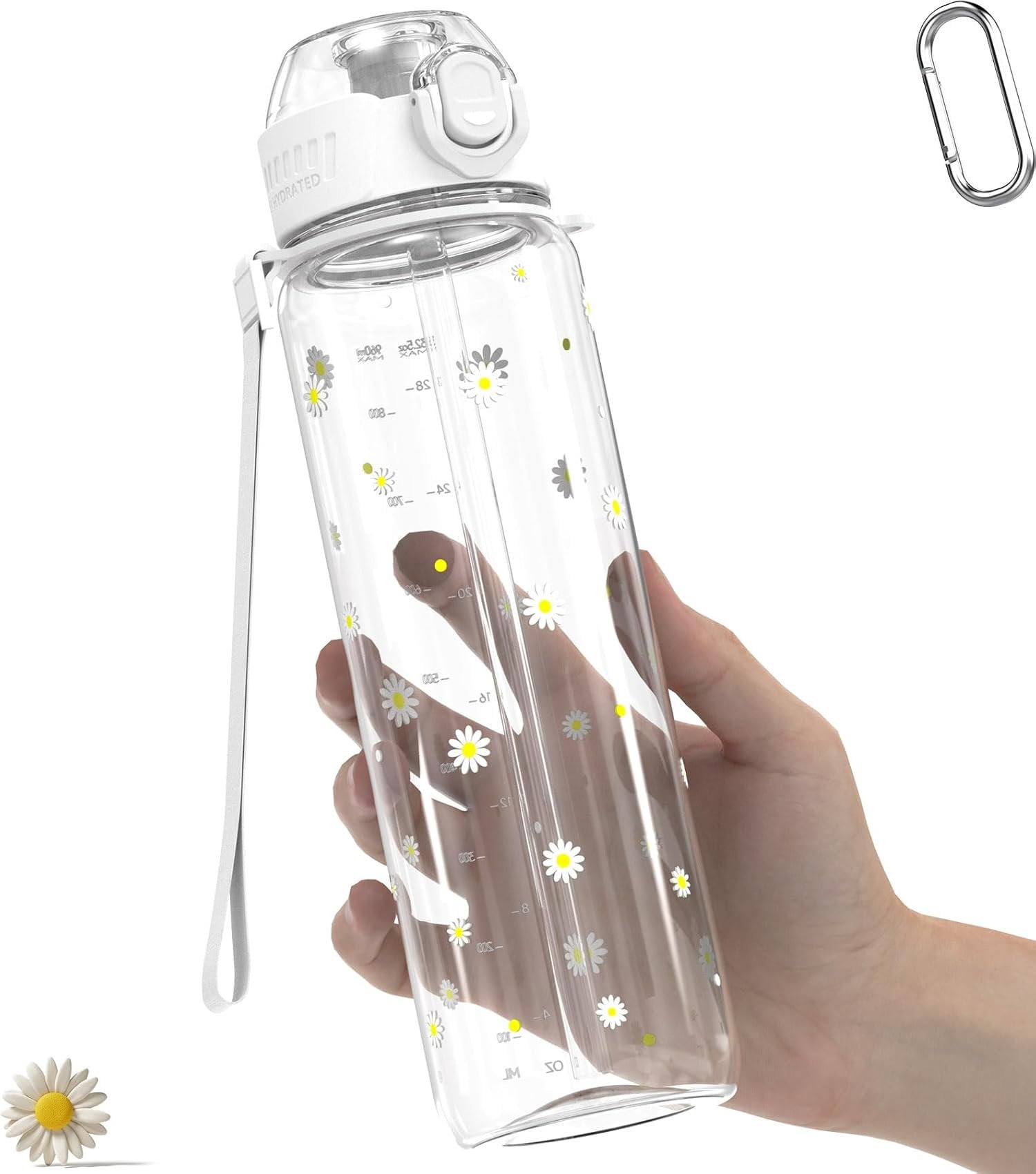 32oz/1L Water Bottle, Light Tritan, Quick-Open Chug Lid/Straw 2-in-1 ...