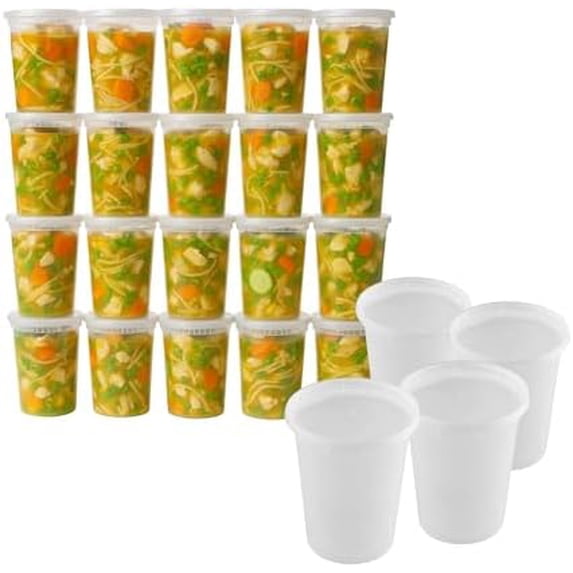 32oz [24 set] Heavy Duty Plastic Deli Container | BPA-Free Food Storage ...