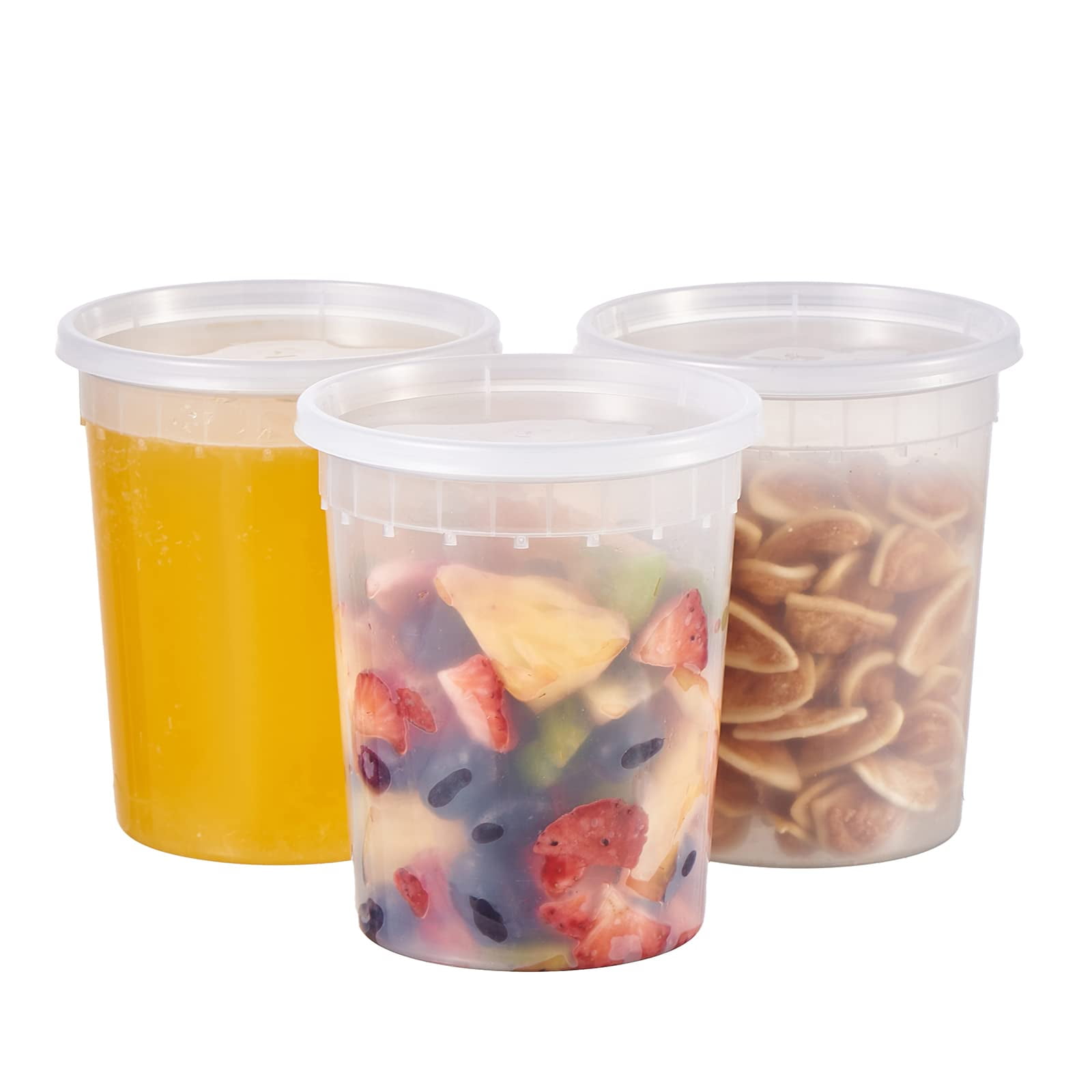 32oz BPA-Free Plastic Containers with Lids, 24-Pack Stackable Airtight ...