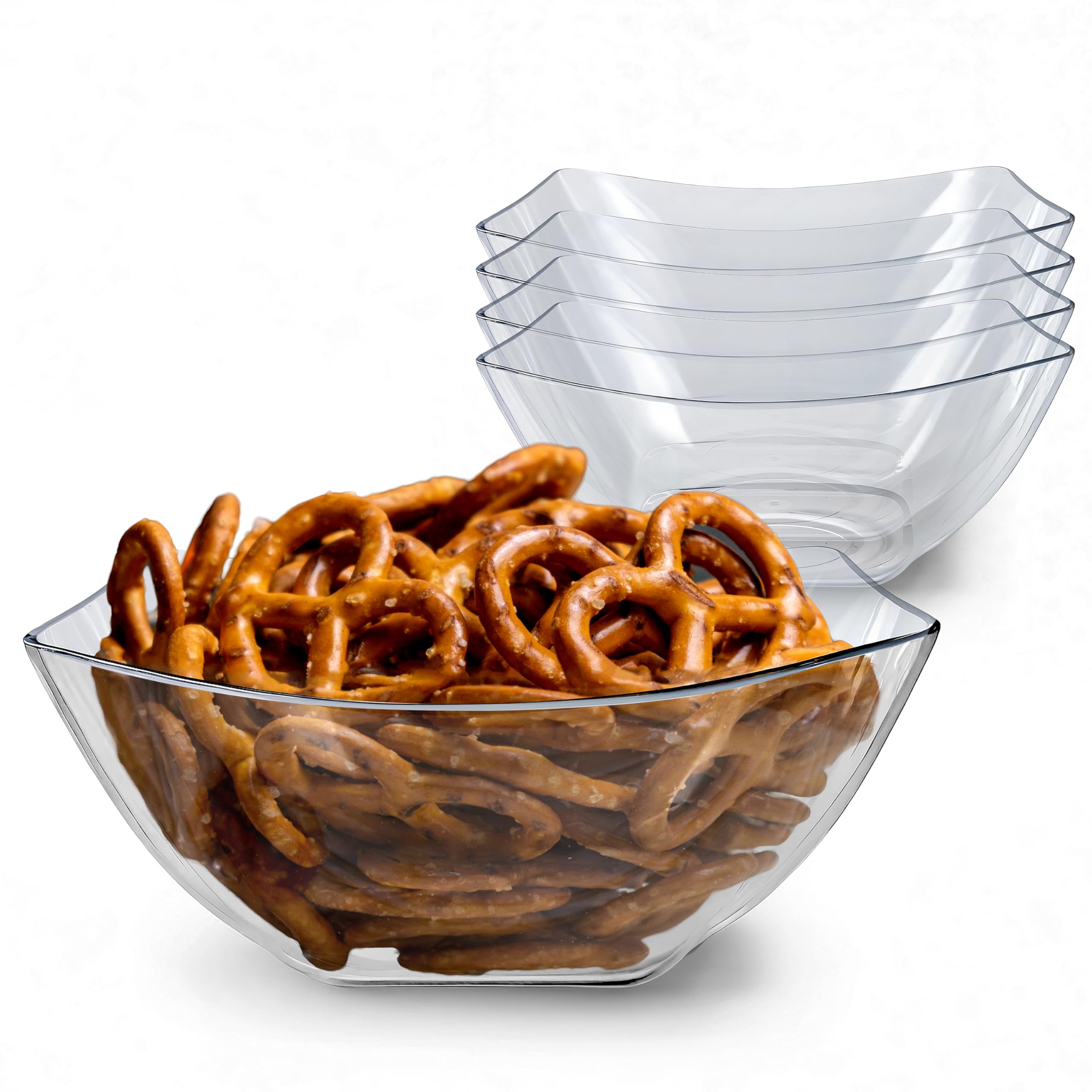 32oz Clear Plastic Serving Bowls (4 Pack) Medium Candy Dishes, Square ...