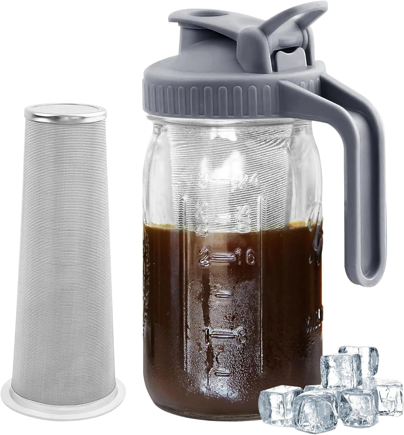 32oz Cold Brew Coffee Maker with Filter, Iced Coffee Pitcher with Lid ...