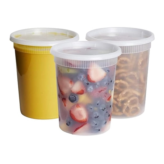 32oz Deli Containers with Lids (24 Pack) - Microwave Safe Food Storage ...