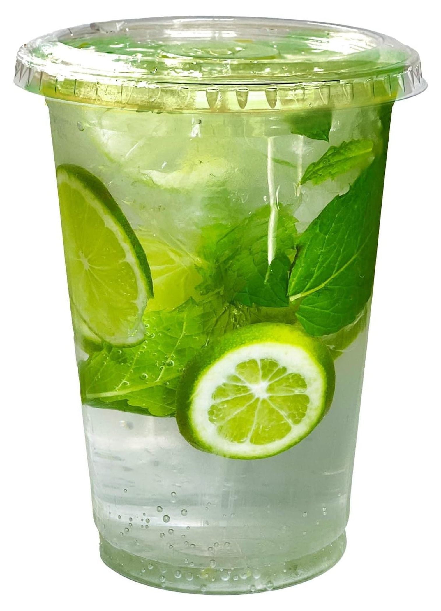 32oz Disposable Plastic Cups with Lids - 50 Pack | Clear PET Cold Cups ...