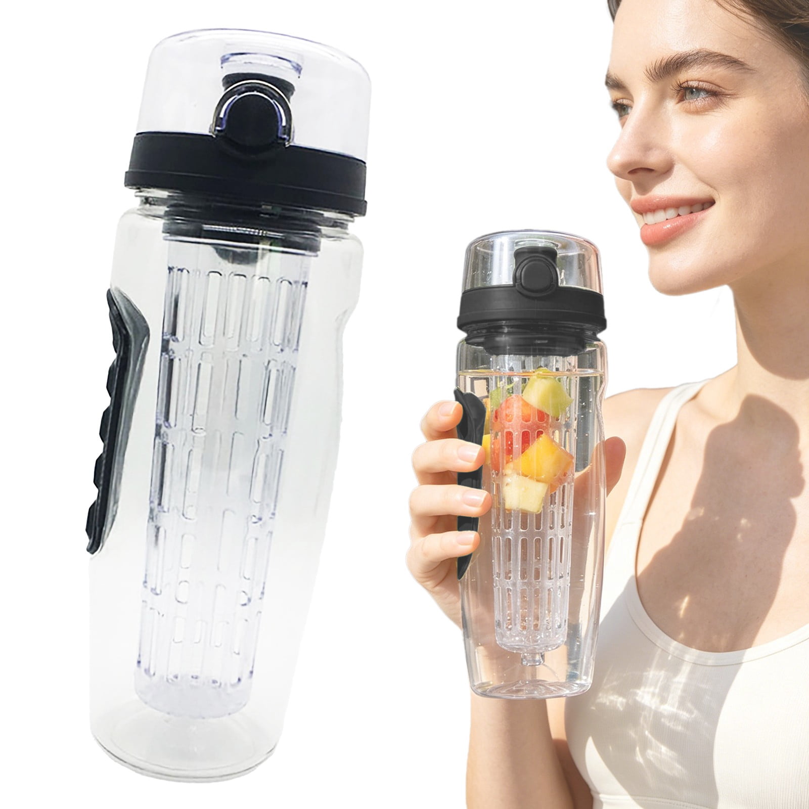 32oz Fruit Infuser Sports Water Bottle, Leakproof Plastic Outdoor ...