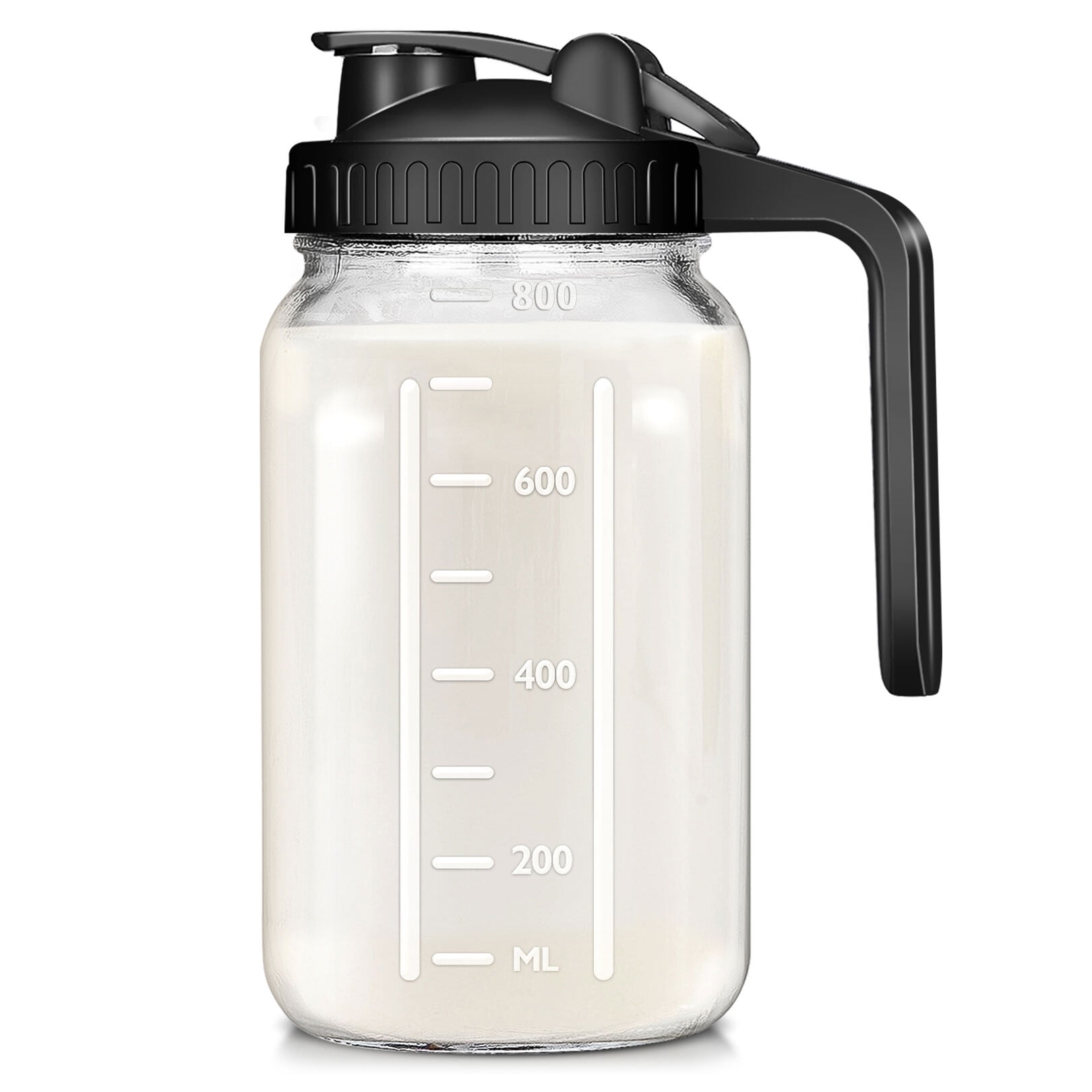 32oz Glass Pitchers with Handle and Lid,Breast Milk Pitcher, Wide Mouth ...