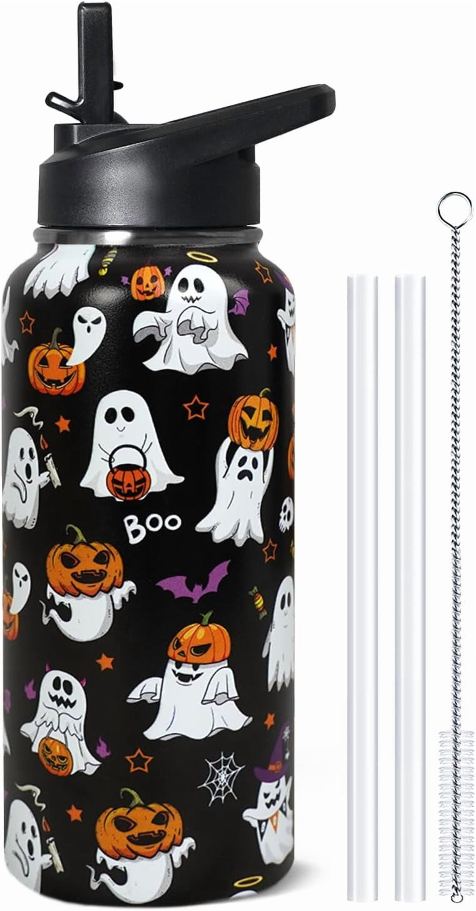 32oz Halloween Boo Insulated Aater Water Bottle with Straw Gym Hiking ...