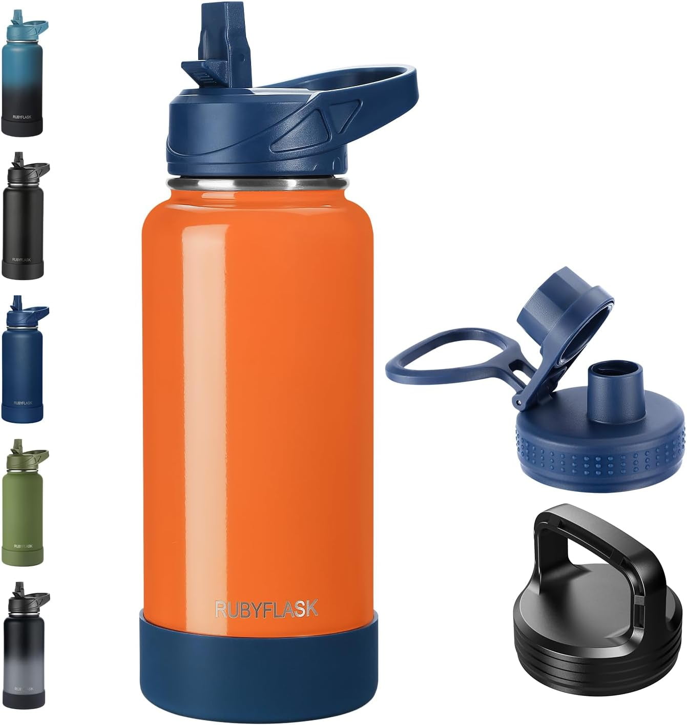 32oz Insulated Water Bottle with Straw, Stainless Steel Metal Vacuum ...