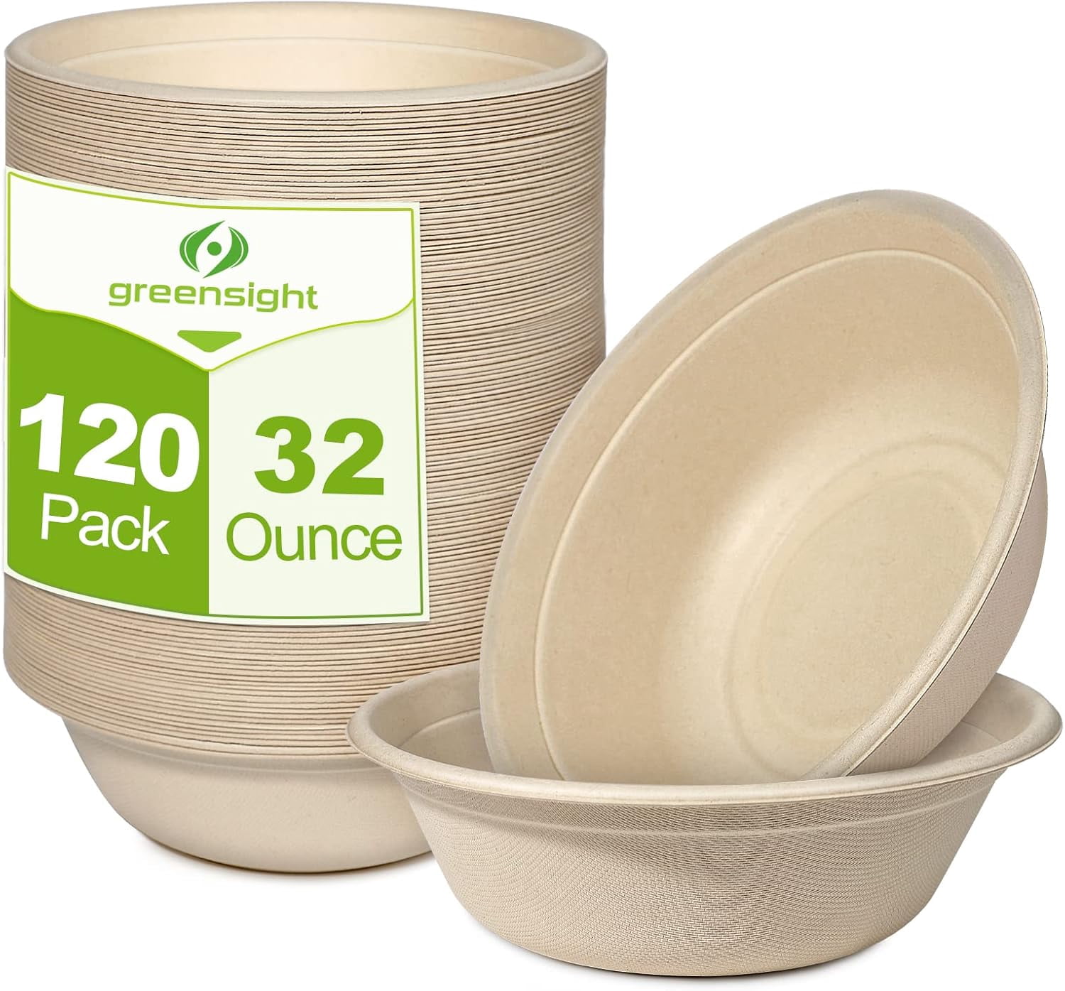 32oz Large Paper Bowls - 120 Pack Heavy Duty, Biodegradable ...