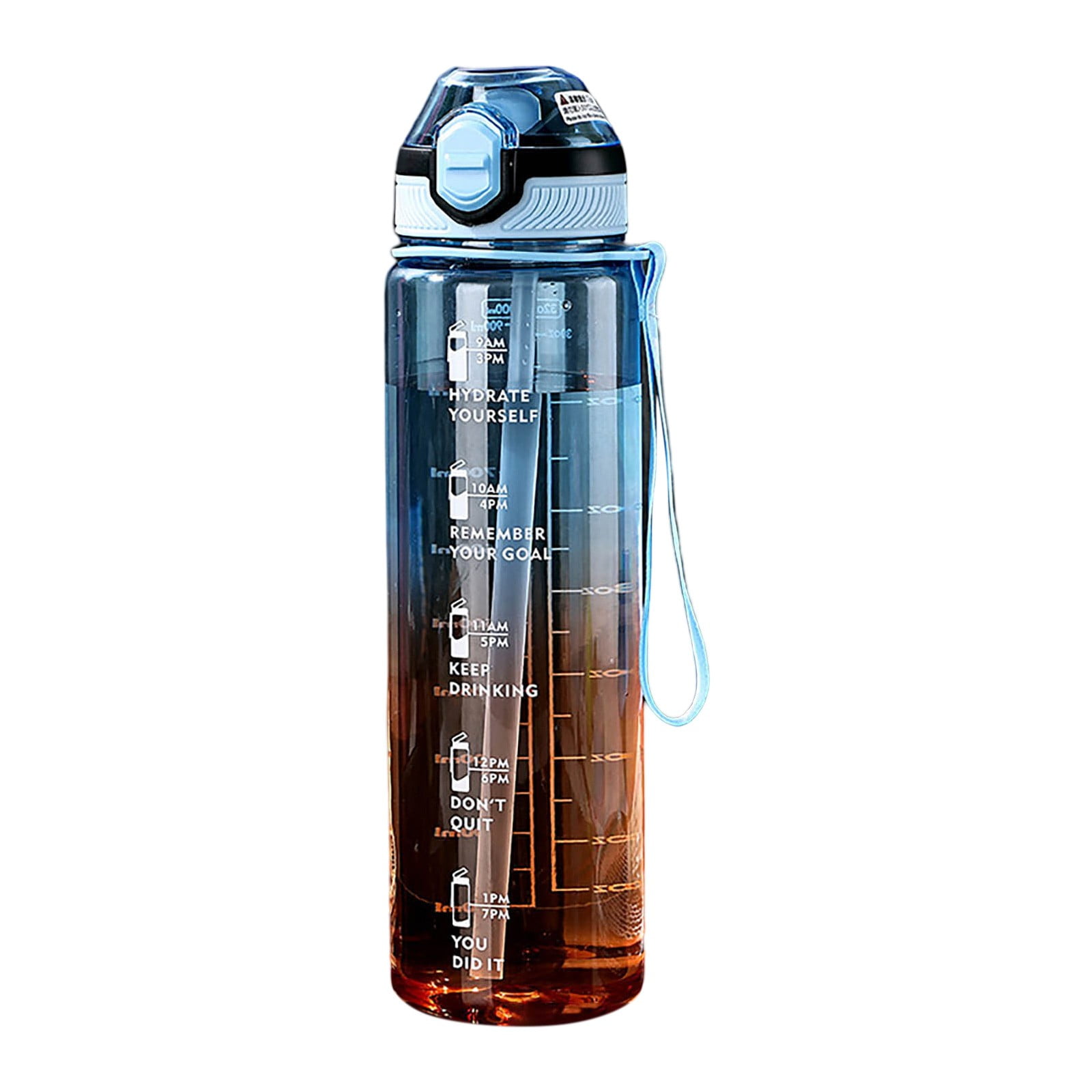 32oz Motivational Water Bottle with Time Marker - BPA Free Tritan Sports Bottle with Detachable ...