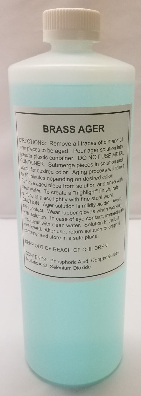 32oz (Ounce) - Brass Ager Darkening Solution antique vintage old metal ...