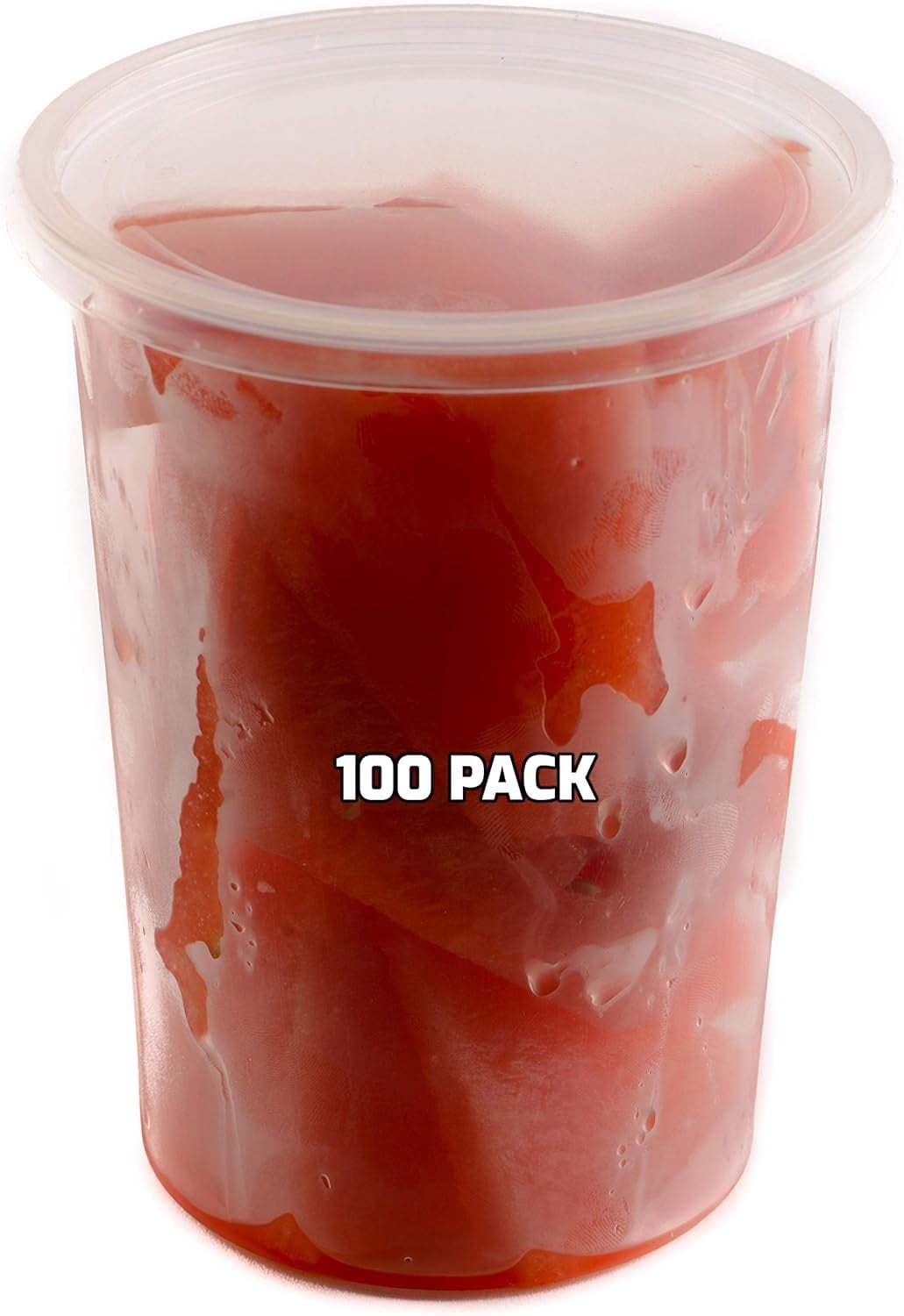 32oz Plastic Deli Food Storage Containers with Lids 100 Count - Round ...