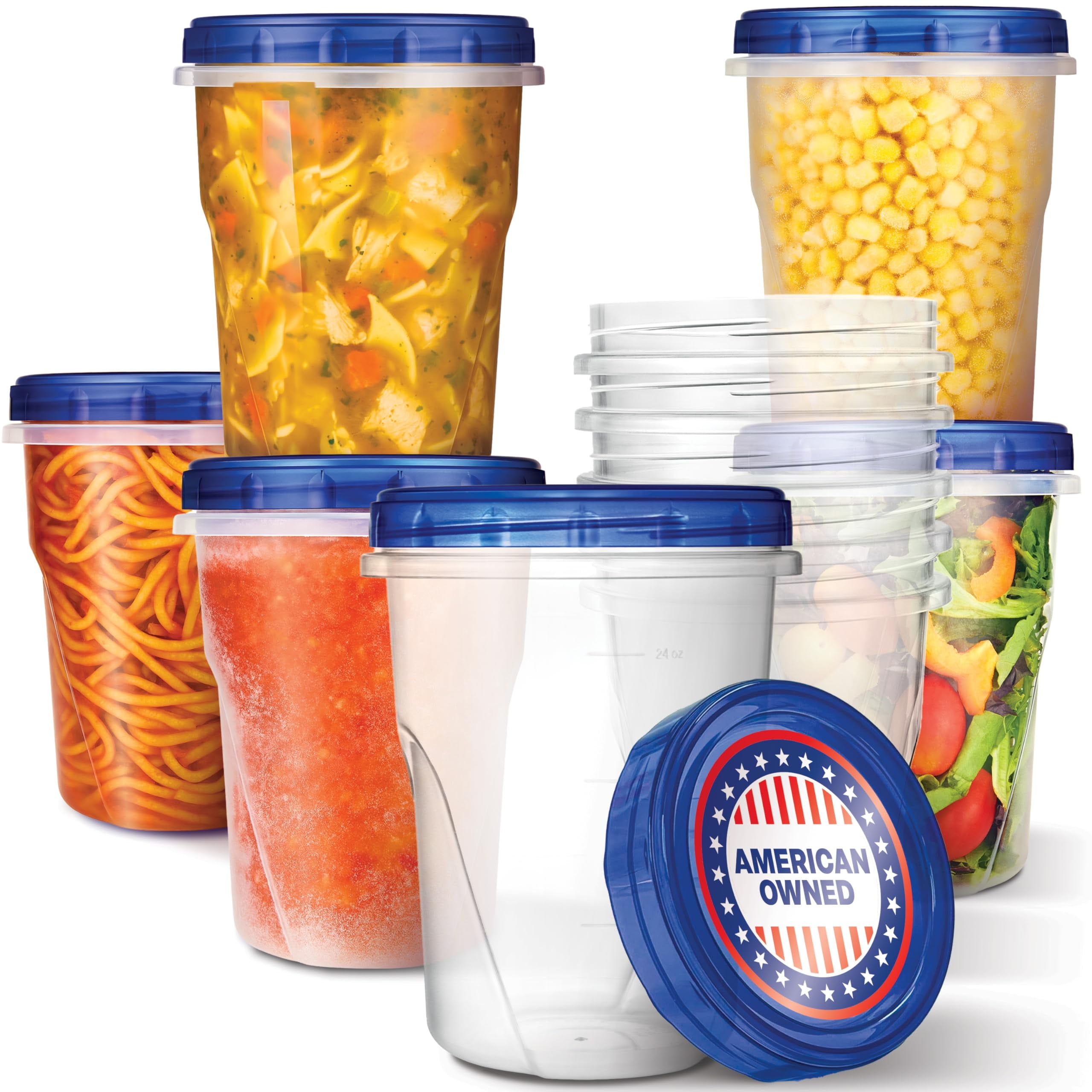32oz Plastic Food Storage Containers 6 Pack, Airtight Twist Lids for ...