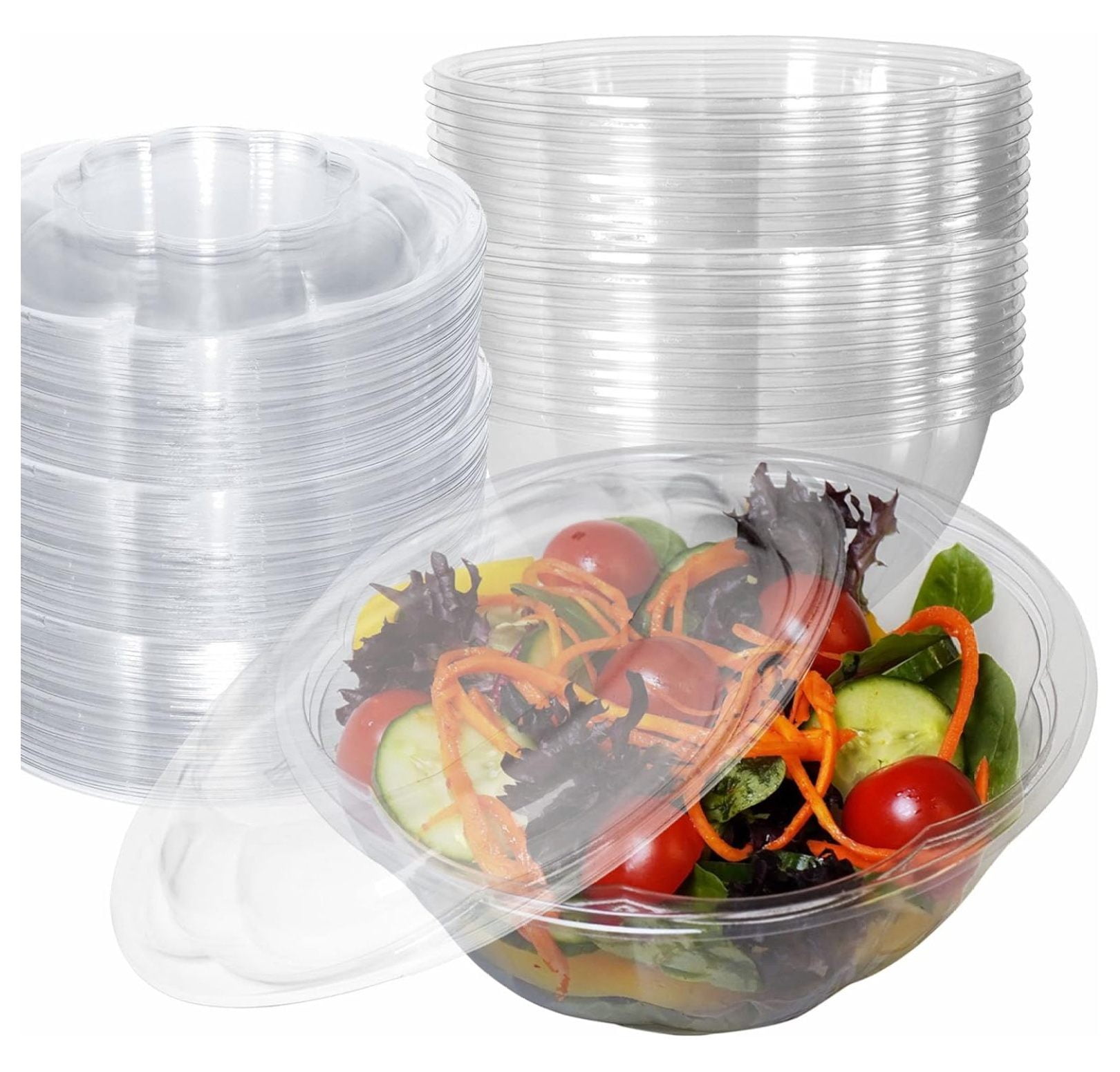 32oz Salad Bowls To-Go with Lids (150 Count) - Clear Plastic Disposable ...