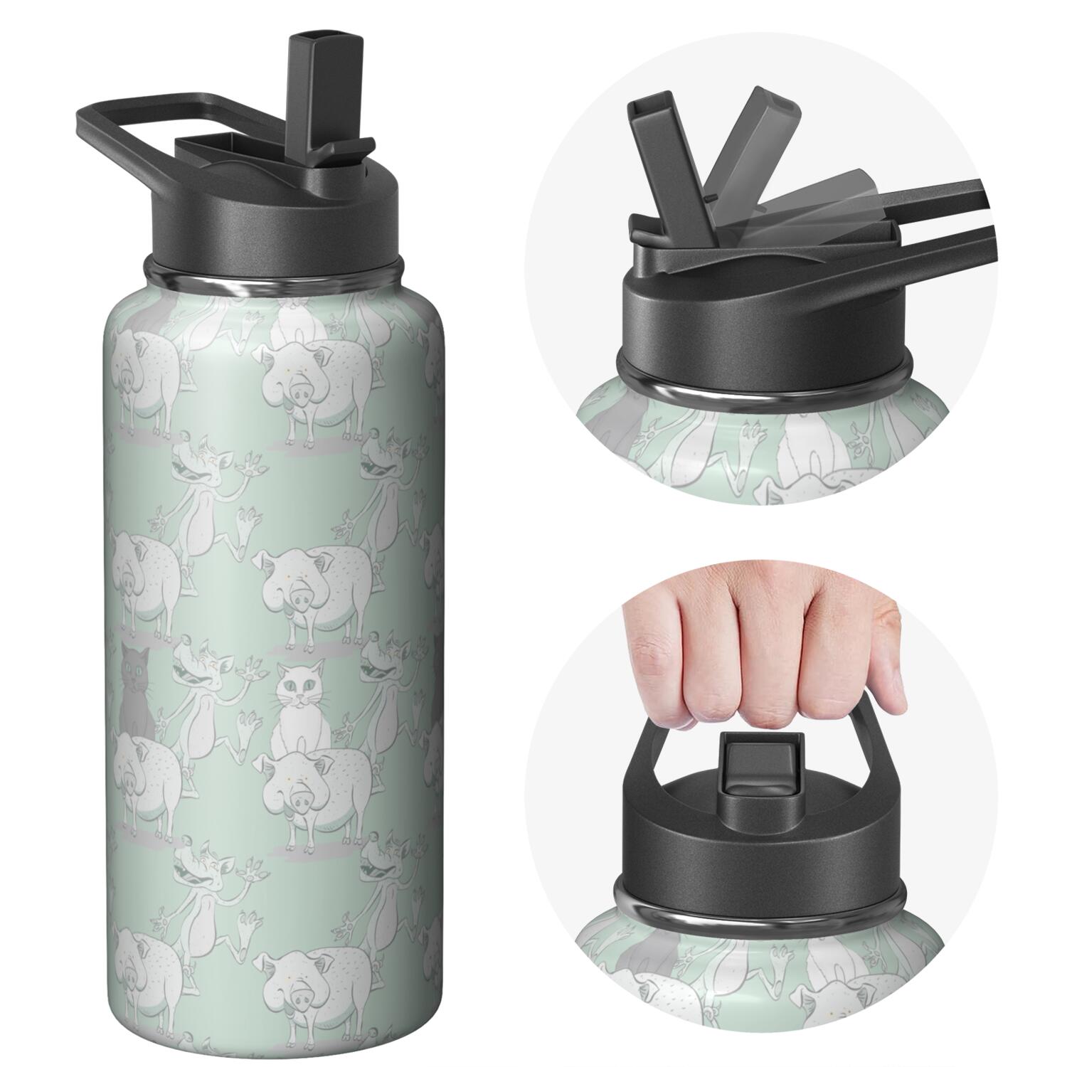 32oz Stainless Steel Pig Themed Water Bottle for Pig Themed Enthusiasts ...
