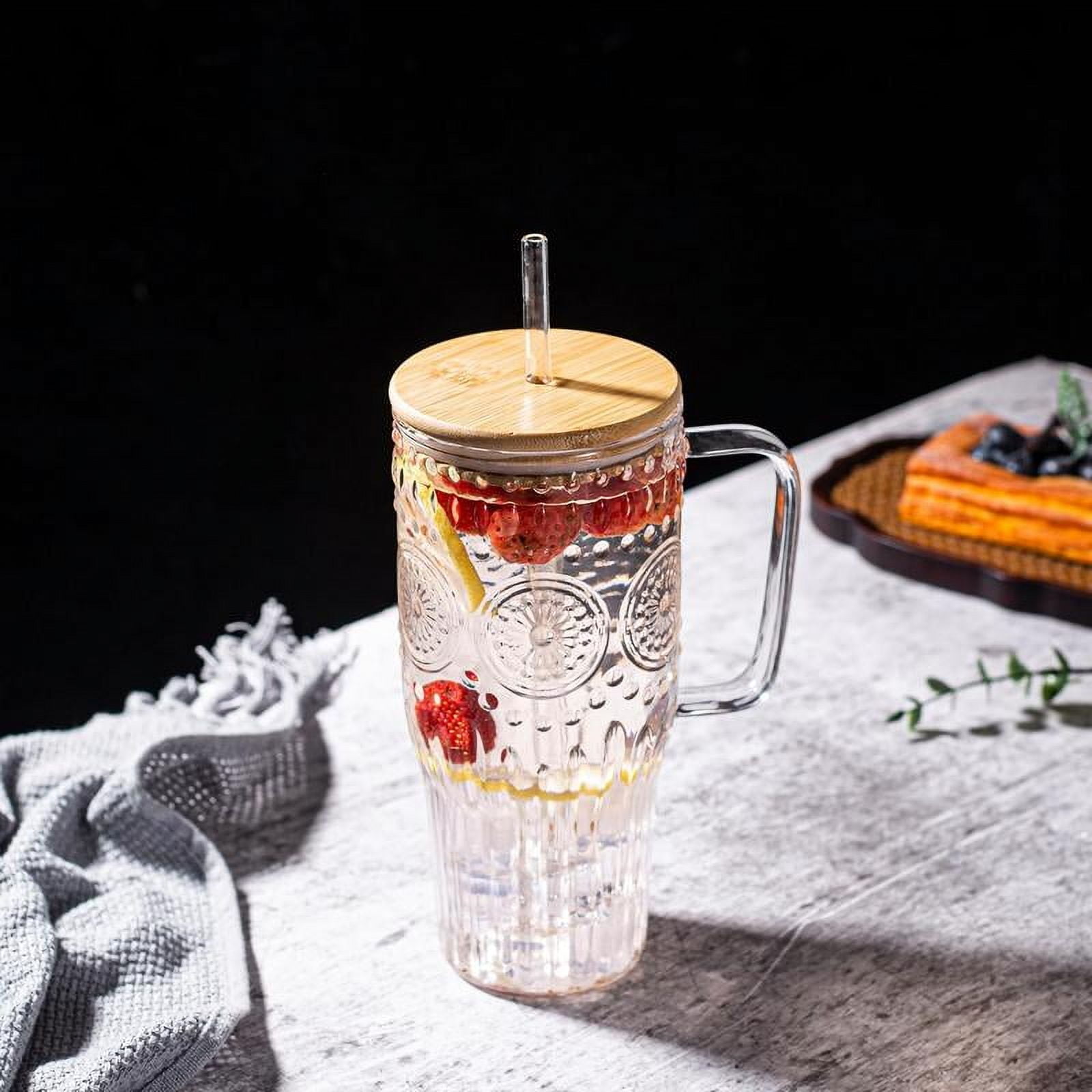 Customer reviews for 32oz Vintage Glass Cup with Handle with Bamboo ...