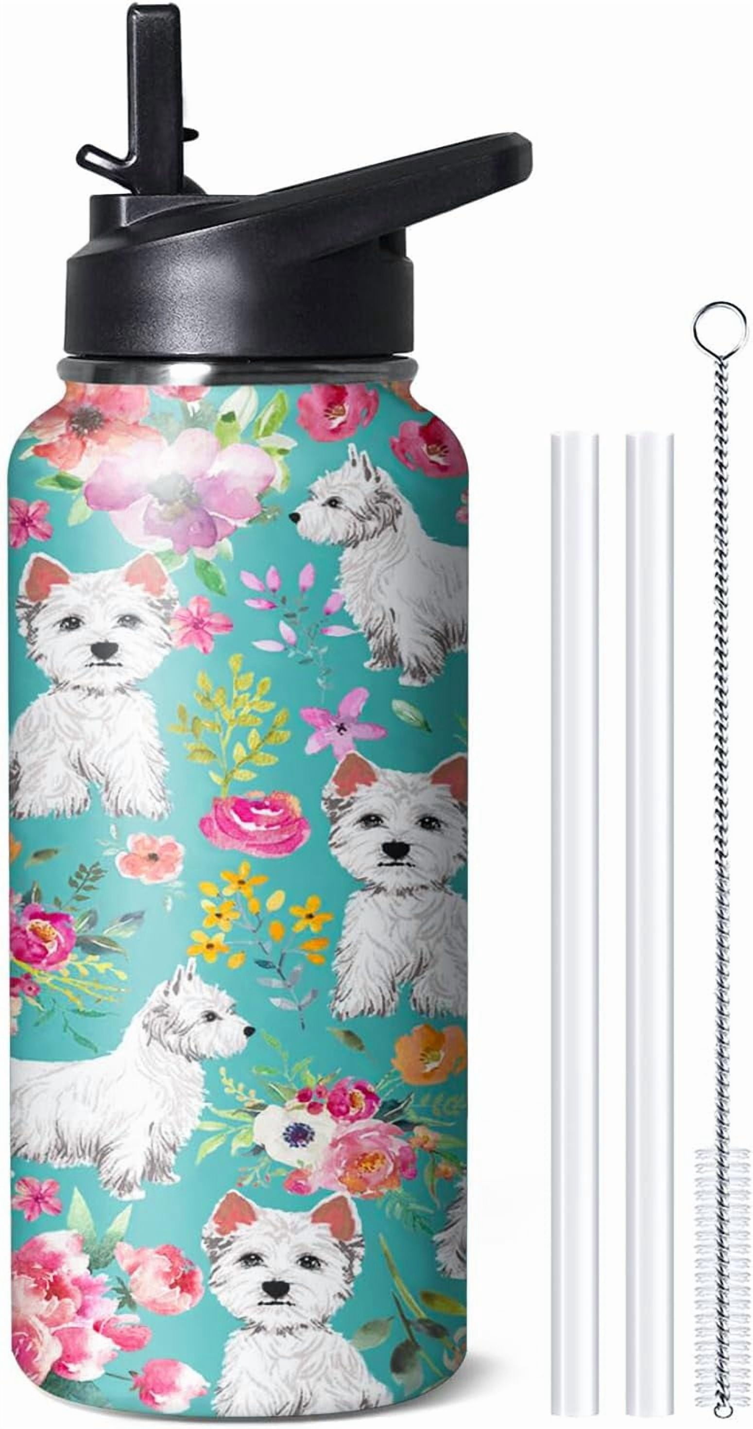 32oz Westie Dog Tumbler - Insulated Water Bottle with Straws & Flip Lid ...
