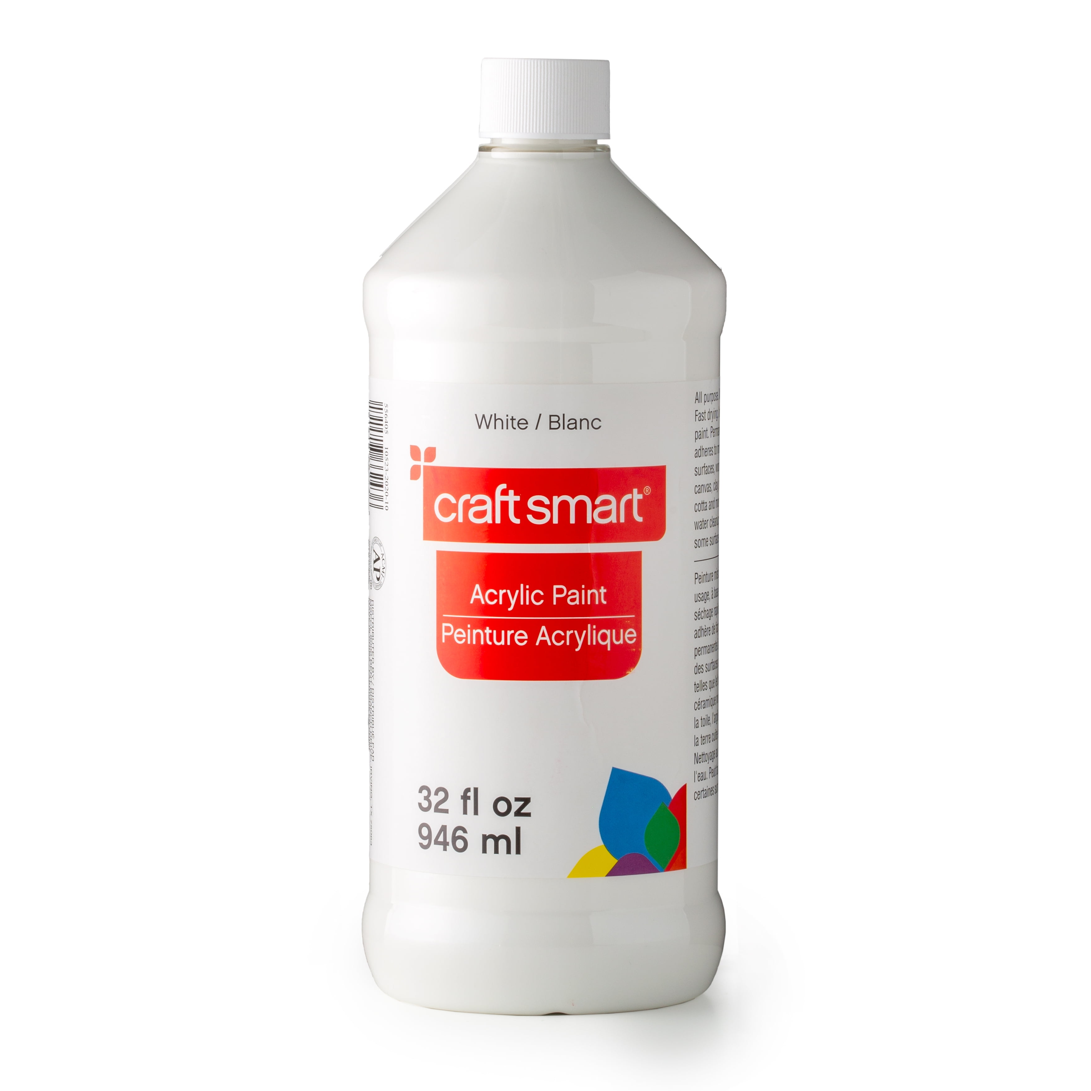 Craft Smart 32oz. White Acrylic Paint - Versatile, Fast Drying for ...