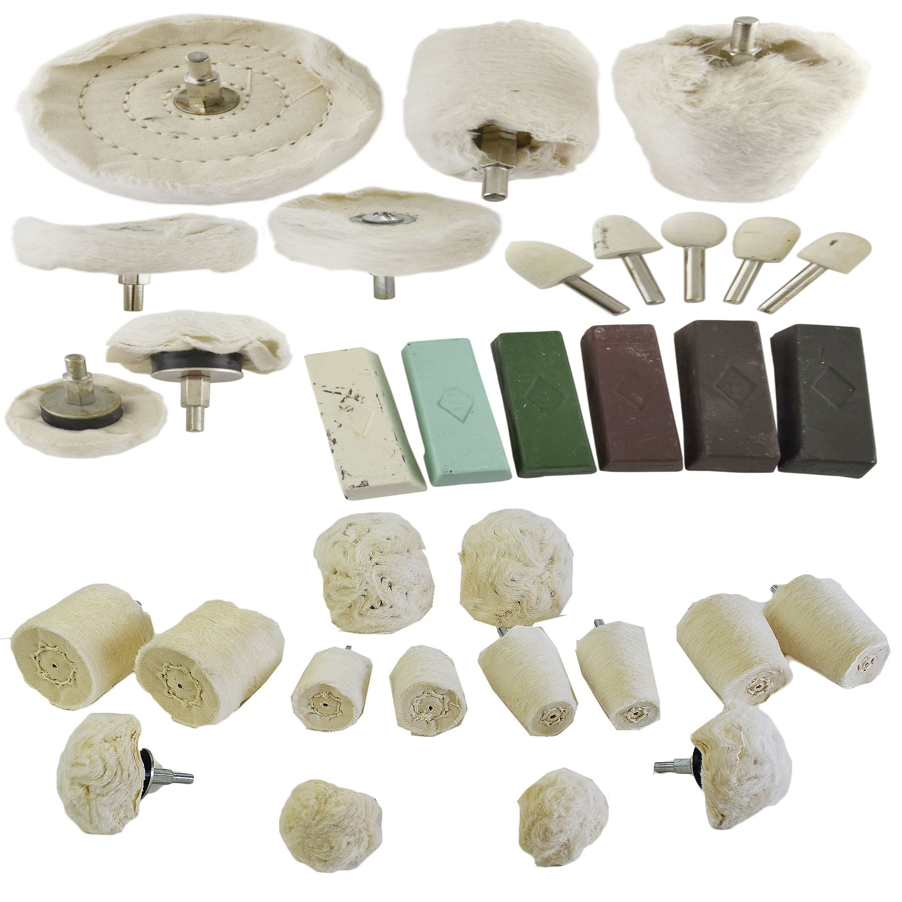 32pc Deluxe Polishing Kit Buffing Cloth Cotton Mop Drill Compounds ...